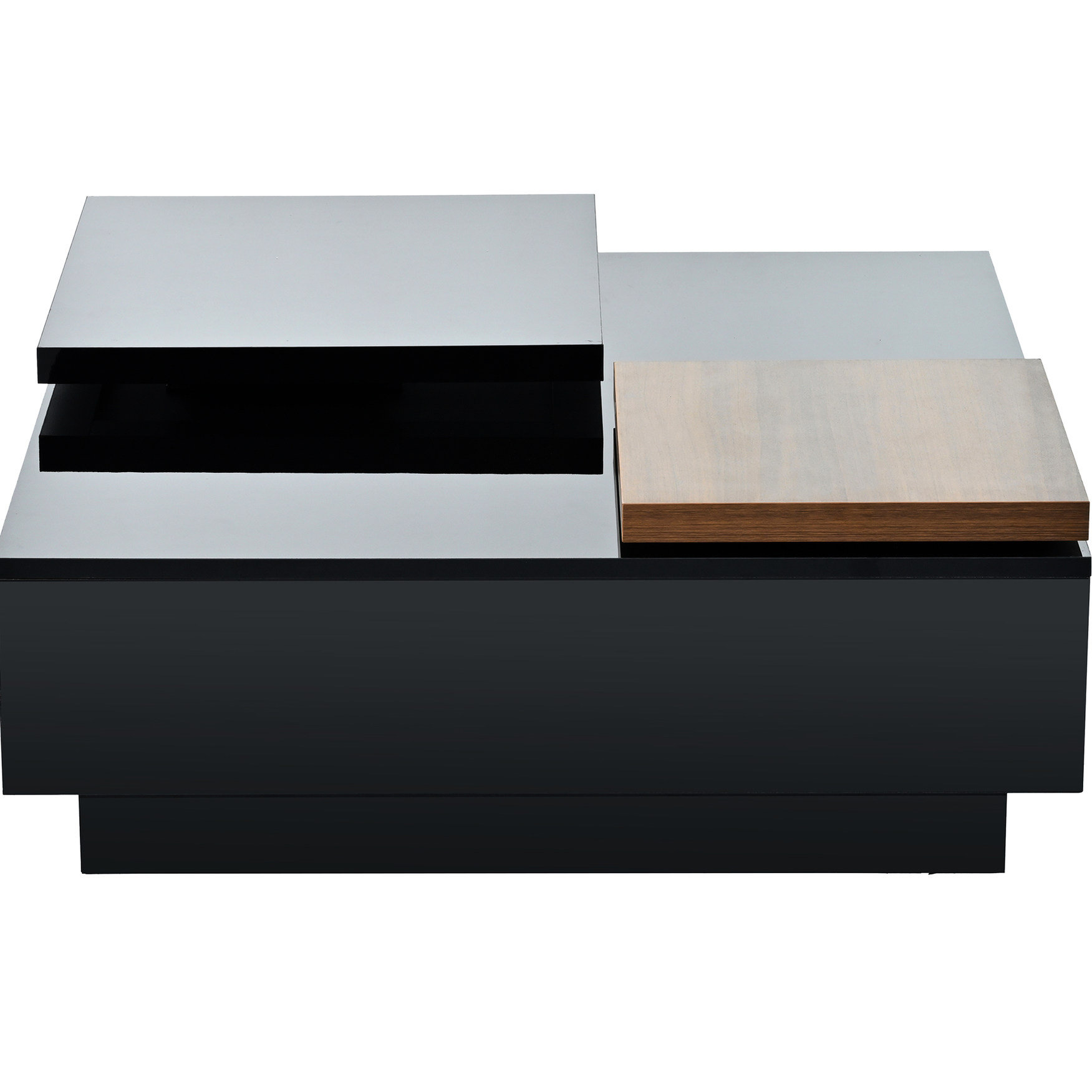 Ivy Bronx Fashionable Movable Top Coffee Table, 4 Hidden Drawers, High ...