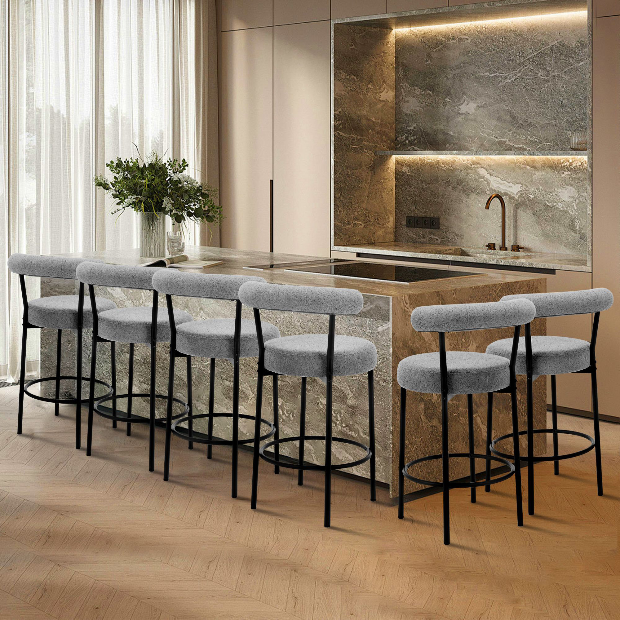 Hokku Designs Bar Stools Set of 6, 24 Inches Counter Height Barstools ...