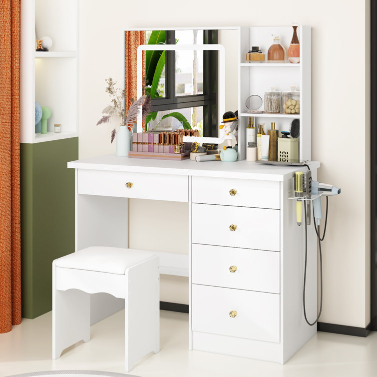 Aneysha 39.4'' Wide Vanity Set with Outlet and Mirror