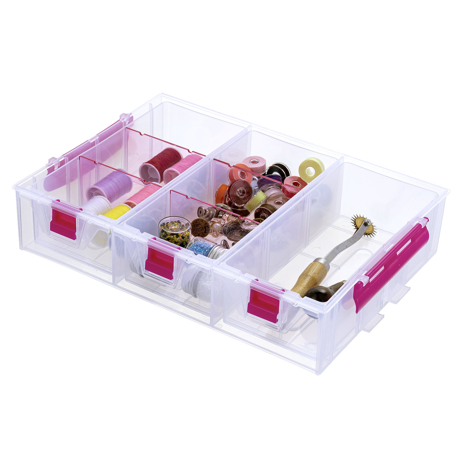 Wrought Studio™ Pink And Clear Single Tray Storage Box Accessory | Wayfair