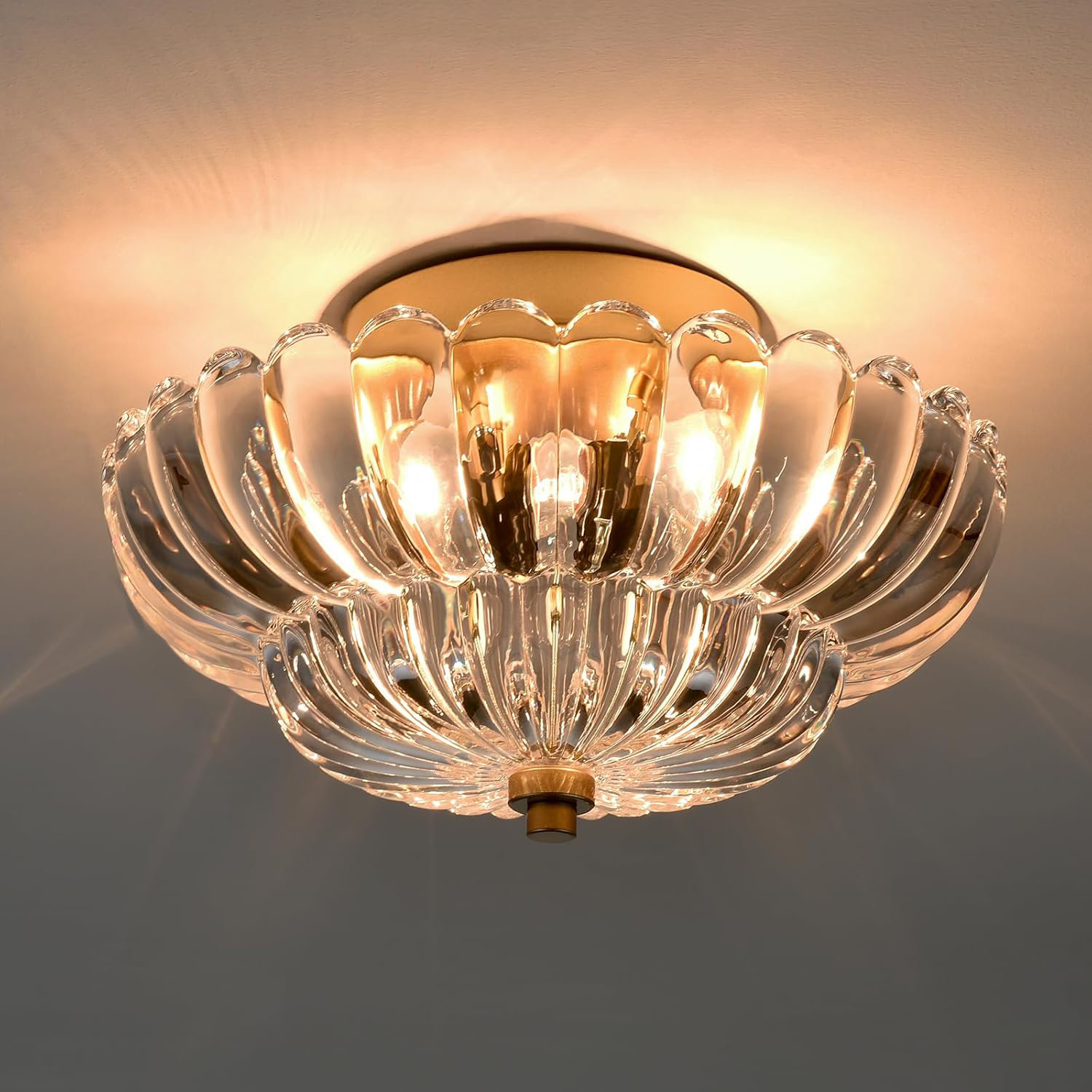 Rosdorf Park Golden Pendant Light Bedroom Semi Embedded Pendant Light ...