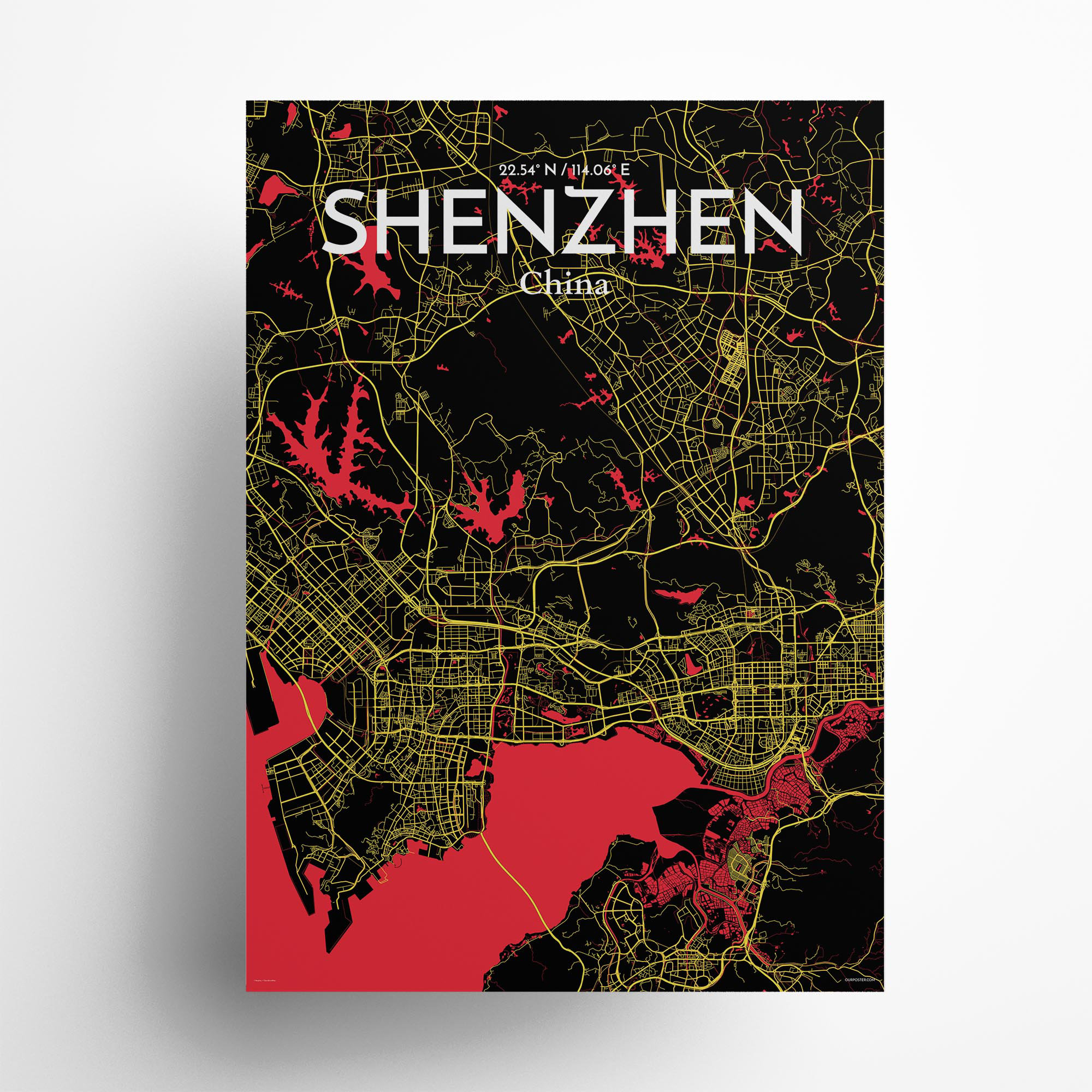 17 Stories Shenzhen City Map Graphic Art In Contrast - Wayfair Canada