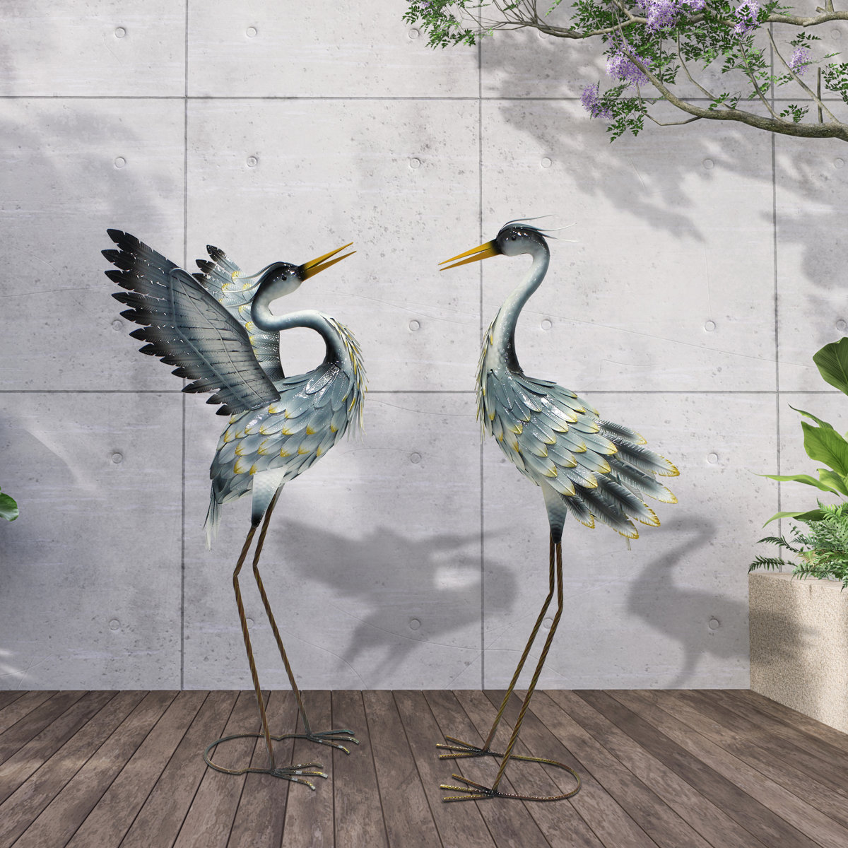 Dovecove Outdoor Metal Heron Yard Art Bird Sculpture for Lawn Patio ...