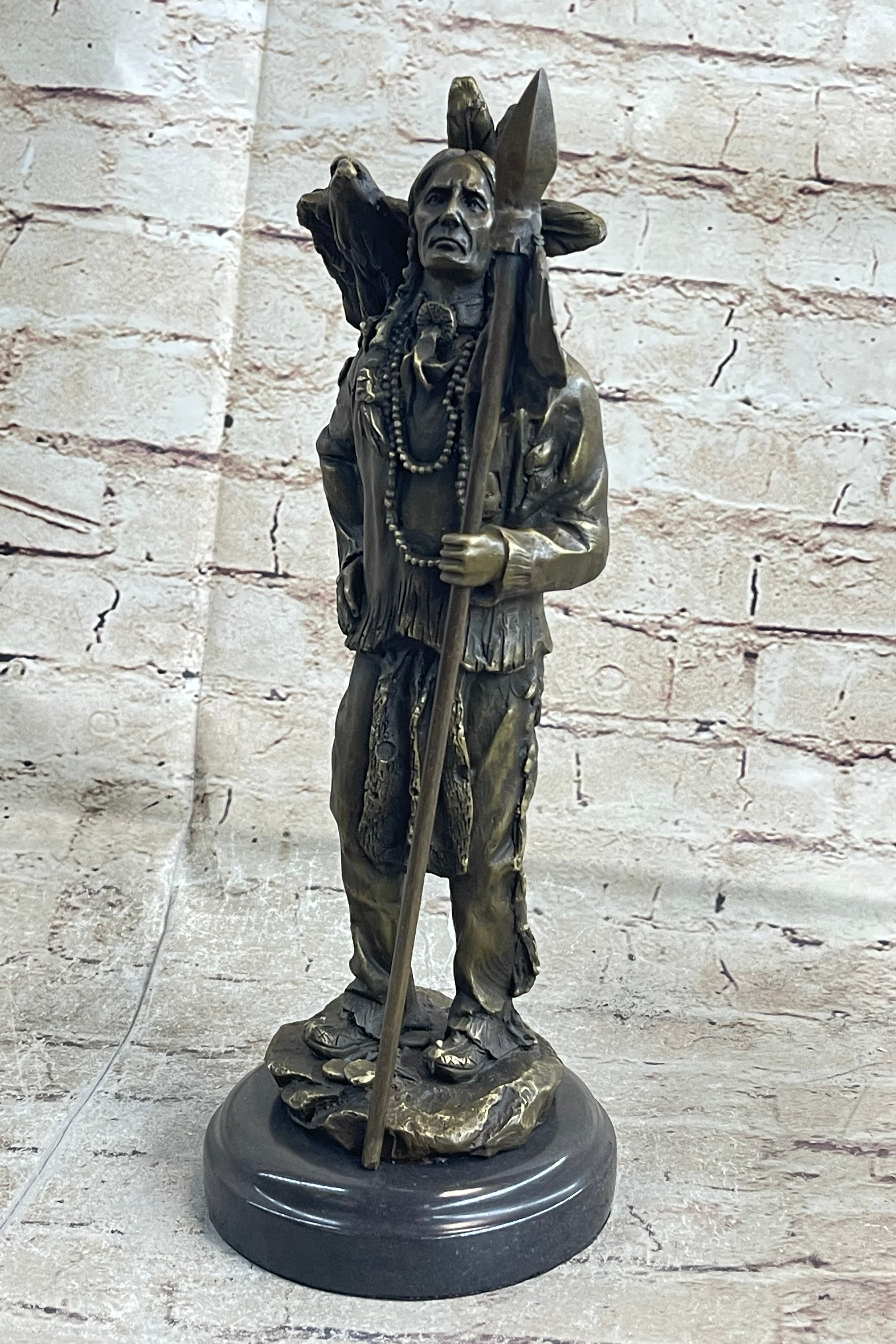 Canora Grey Native American Warrior And Eagle Sculpture Signed Original ...