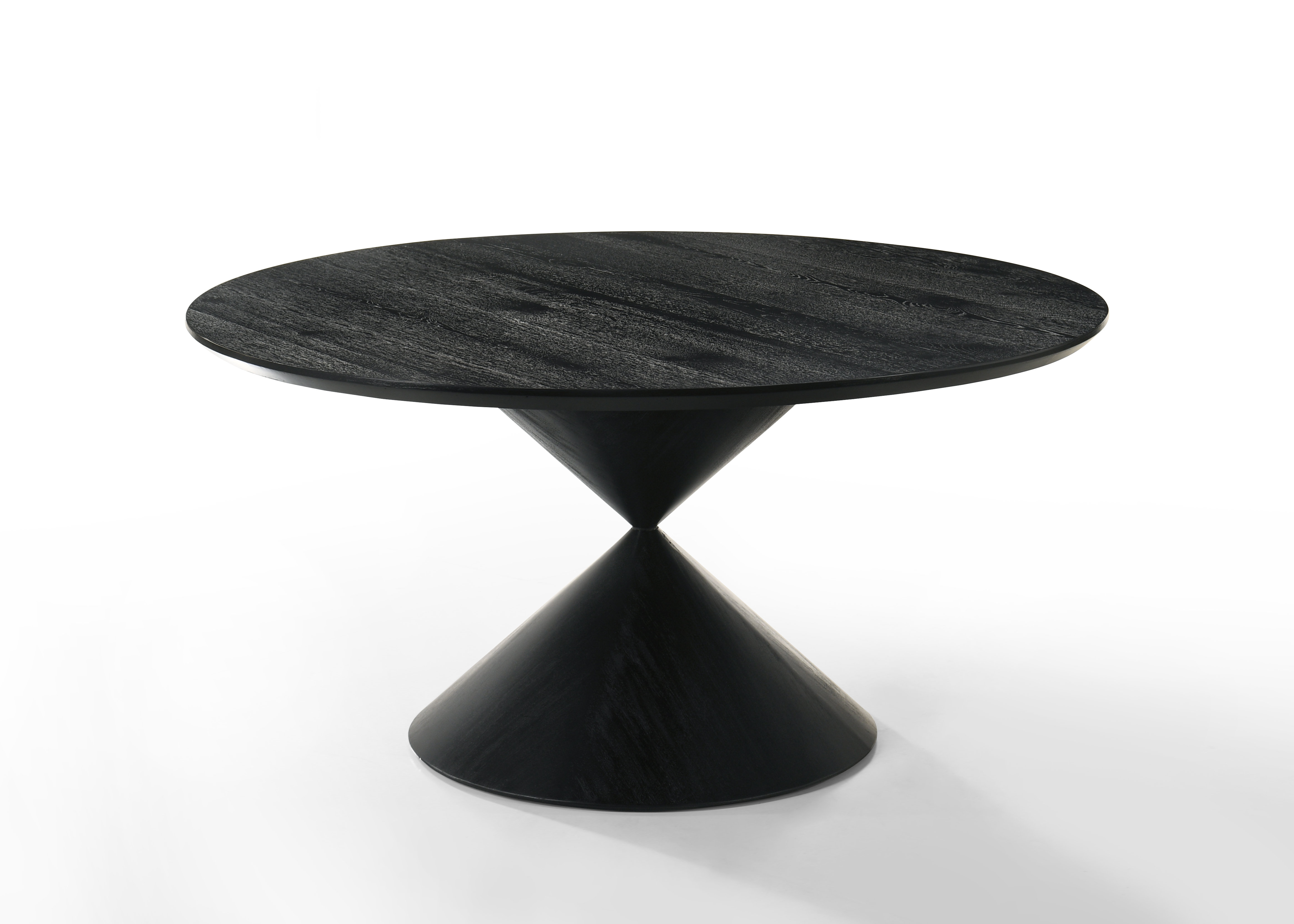 George Oliver Taya 59" Round Ebony Black Pedestal Dining Table With ...