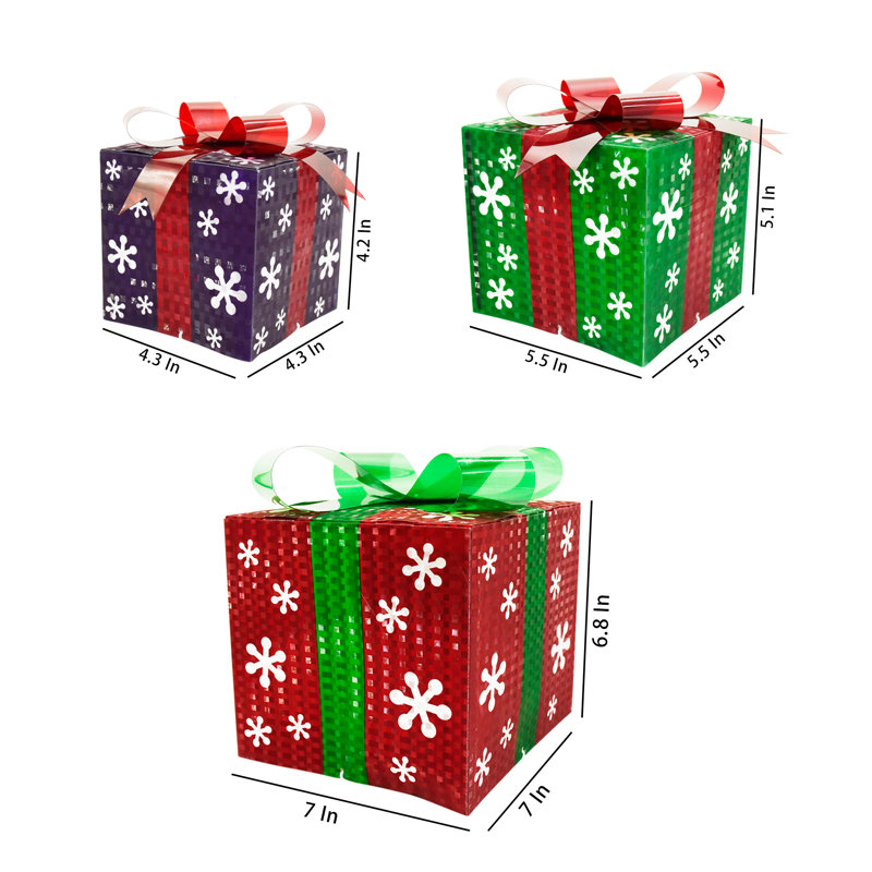 The Holiday Aisle® 3 Piece Christmas Gift Boxes Lighted Display Set ...