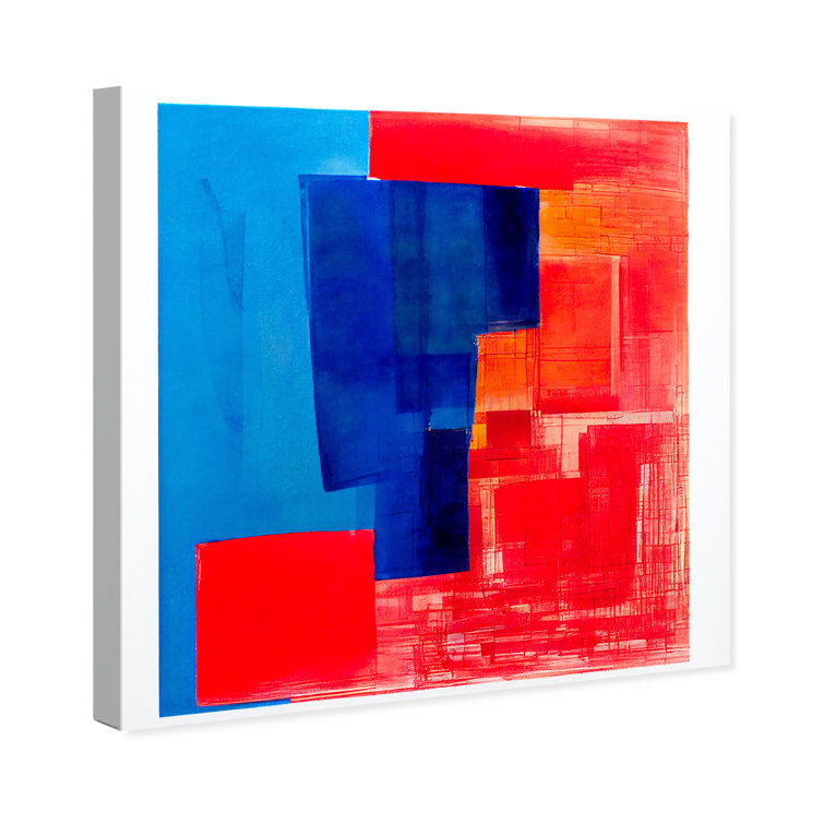 Wrought Studio Abstract Hot and Cold Abstract Modern Blue Canvas Wall ...