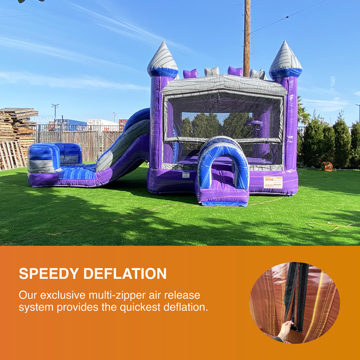 XJUMP Purplish Castle Commercial Grade Bounce House Water Slide (with ...
