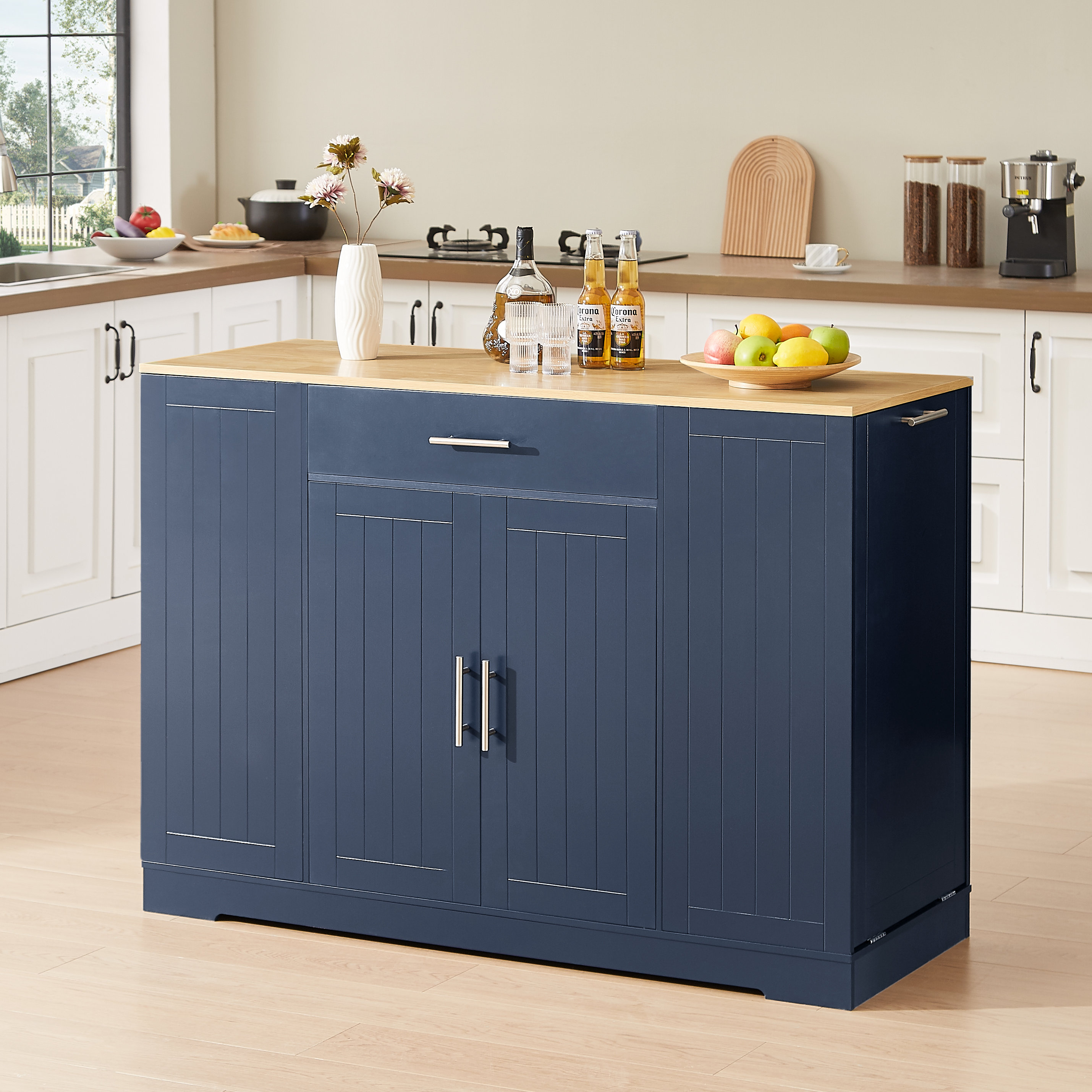 Ophelia & Co. 53'' Kitchen Storage Islands With Drawers And Trash Can ...