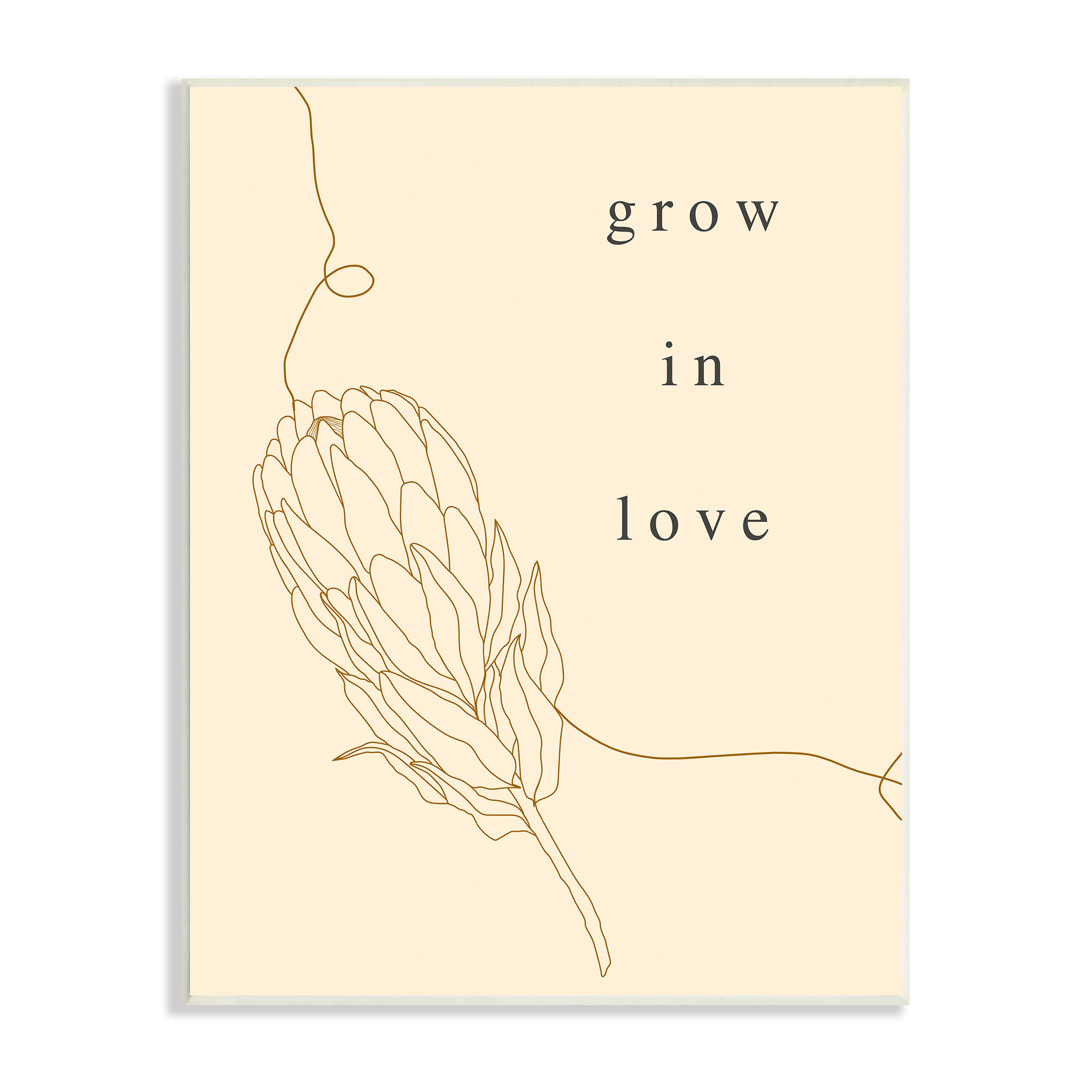 Stupell Industries Grow In Love Quote Plant Blossom Line Drawing ...