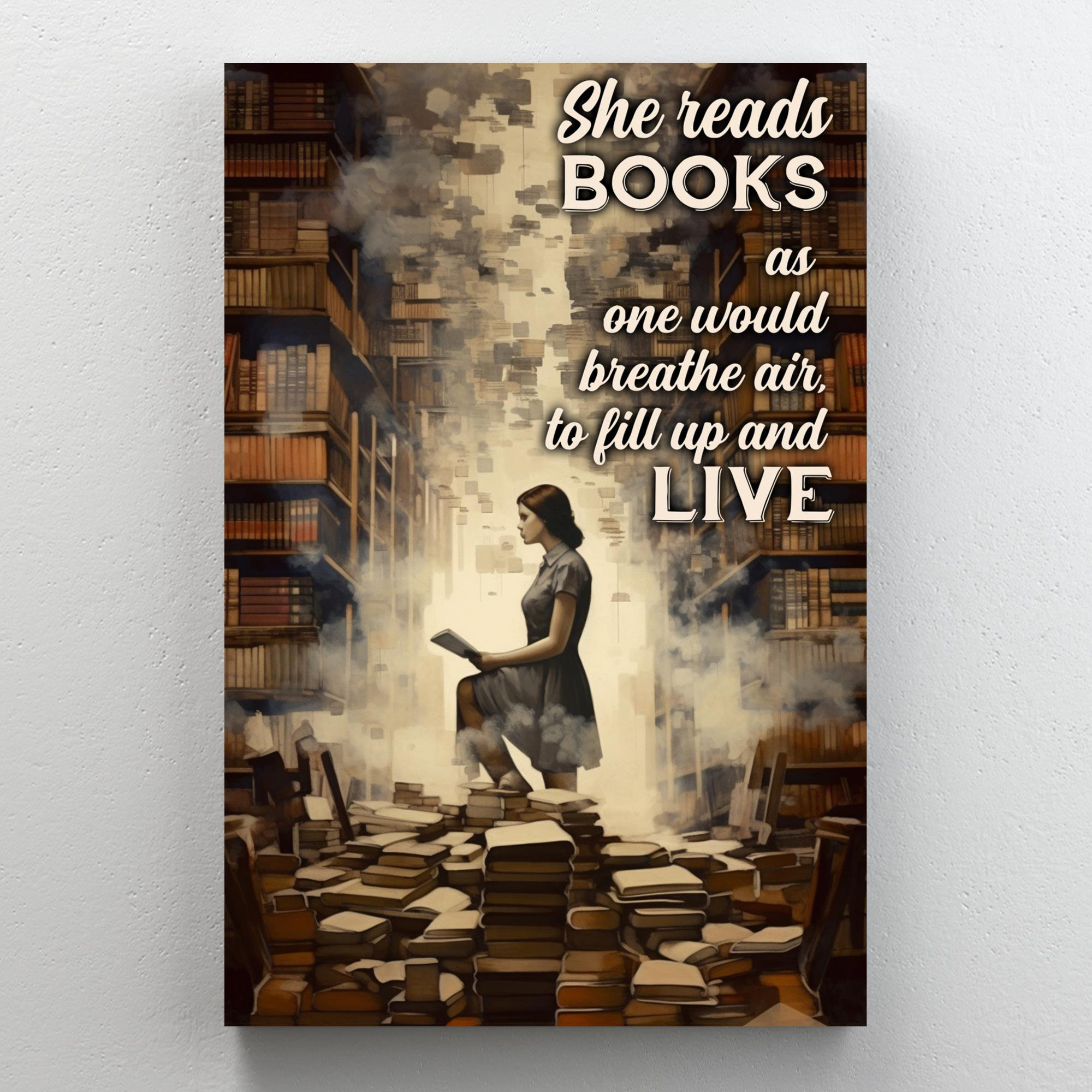 Trinx She Read Books As One Would Breathe Air On Canvas Graphic Art ...