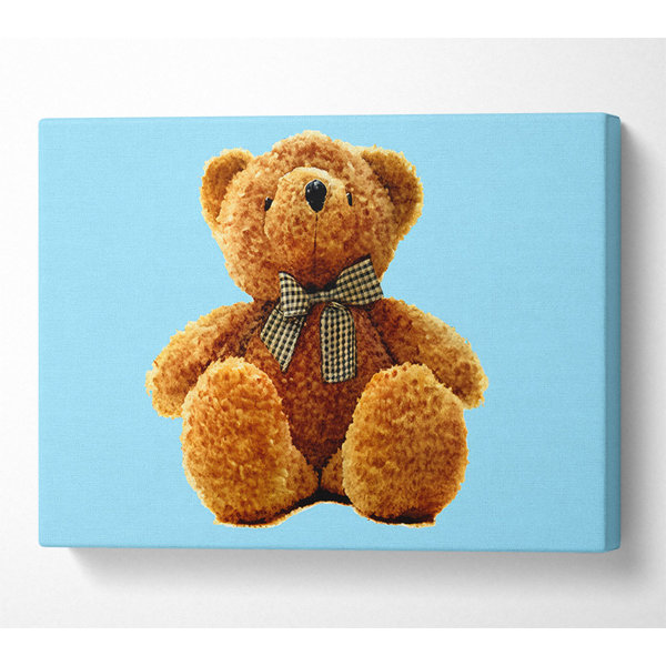 Harriet Bee Teddy Bear Bow Baby Blue - Wrapped Canvas Art Prints ...