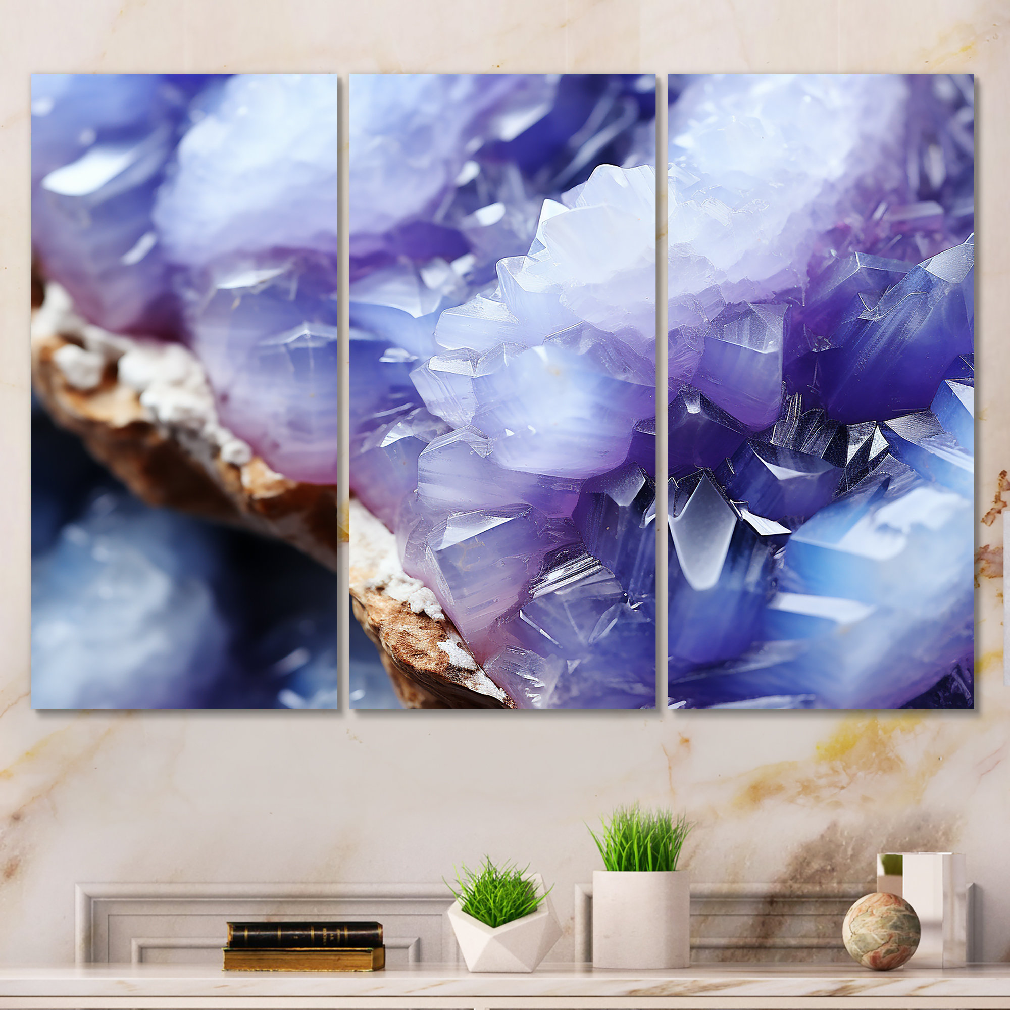 Ivy Bronx Purple Stone Geode Volcano III - Stone Geode Wall Art | Wayfair