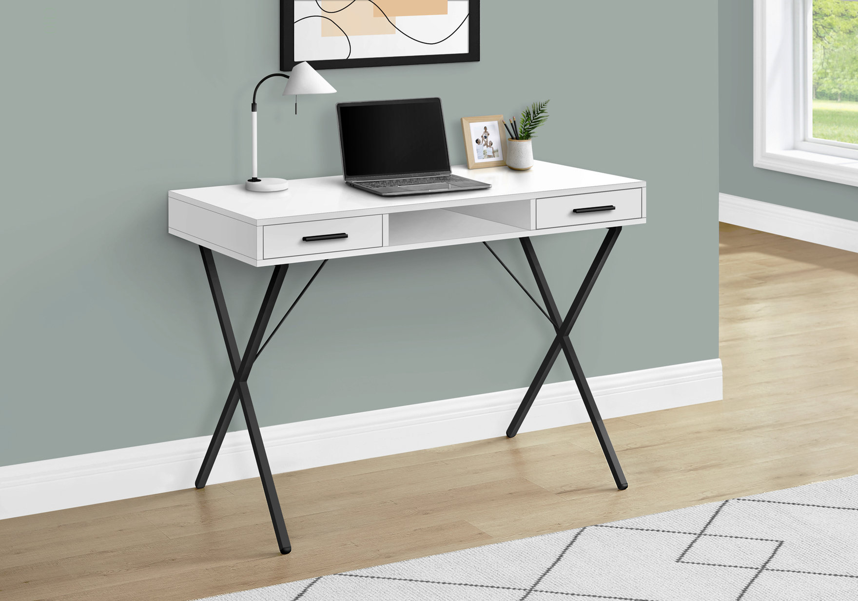 Latitude Run® Computer Desk, Home Office, Laptop, Left, Right Set-Up ...