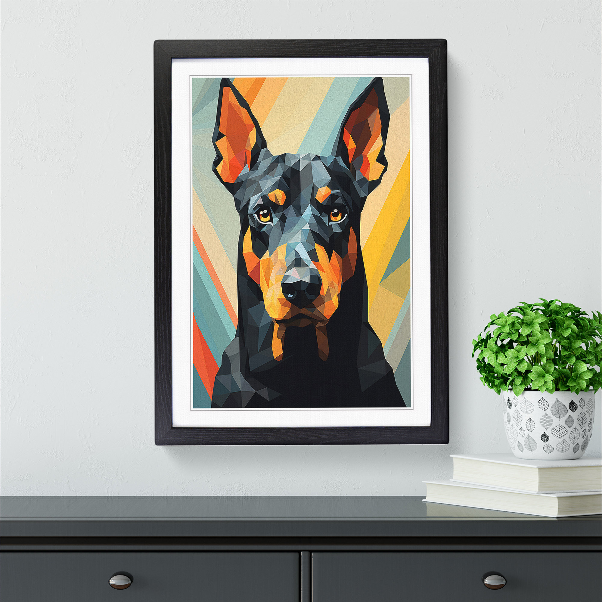 Marlow Home Co. Doberman Geometric - Single Picture Frame Art Prints on ...