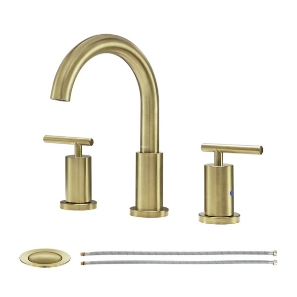 Parlos Home Widespread 2 Handles Bathroom Faucet with Water Supply ...