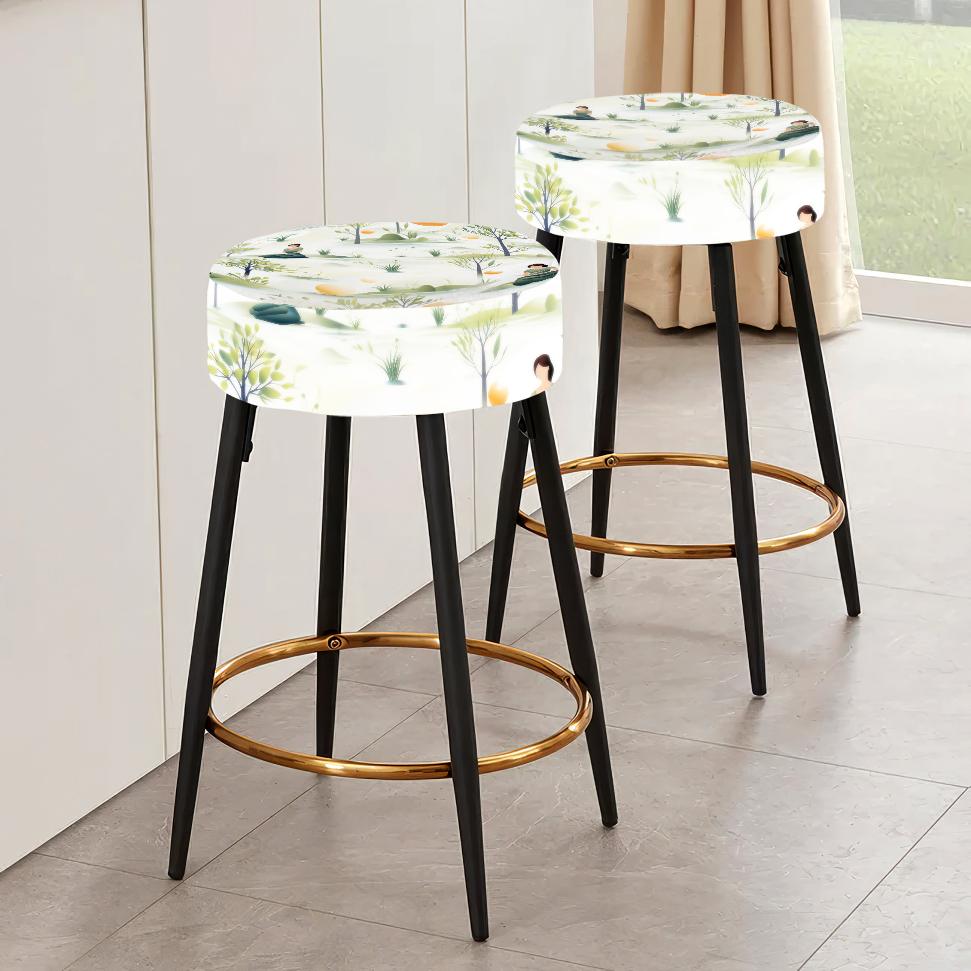 Design Art Mindful Contemplation Mediation - Abstract Bar Stools Set Of ...