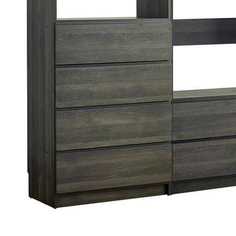 Benjara Dee Modular Closet System, 4 Hanging Rods, 6 Drawers, Wood ...