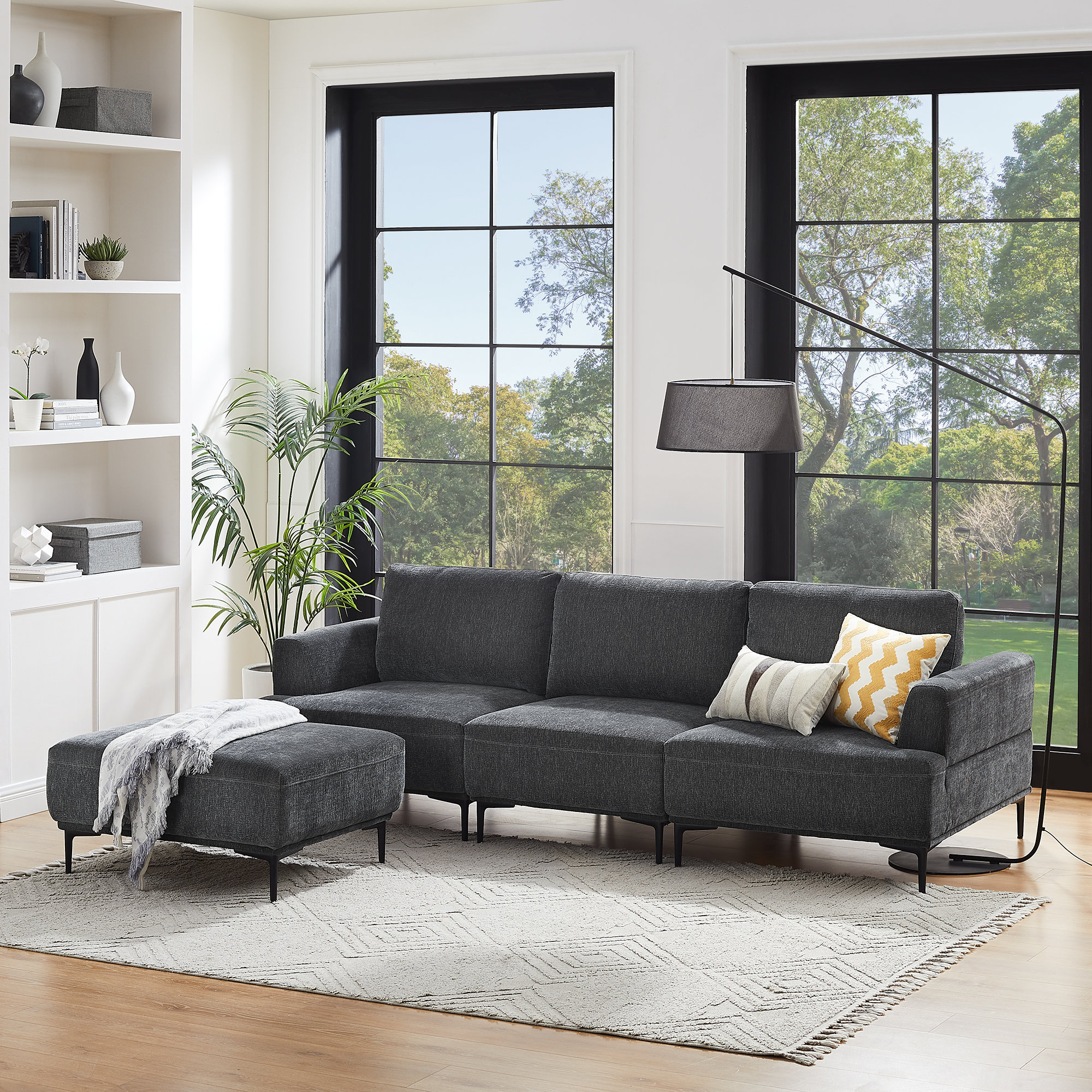 George Oliver Harshith 100.39" Wide Velvet Reversible Modular Sofa with ...