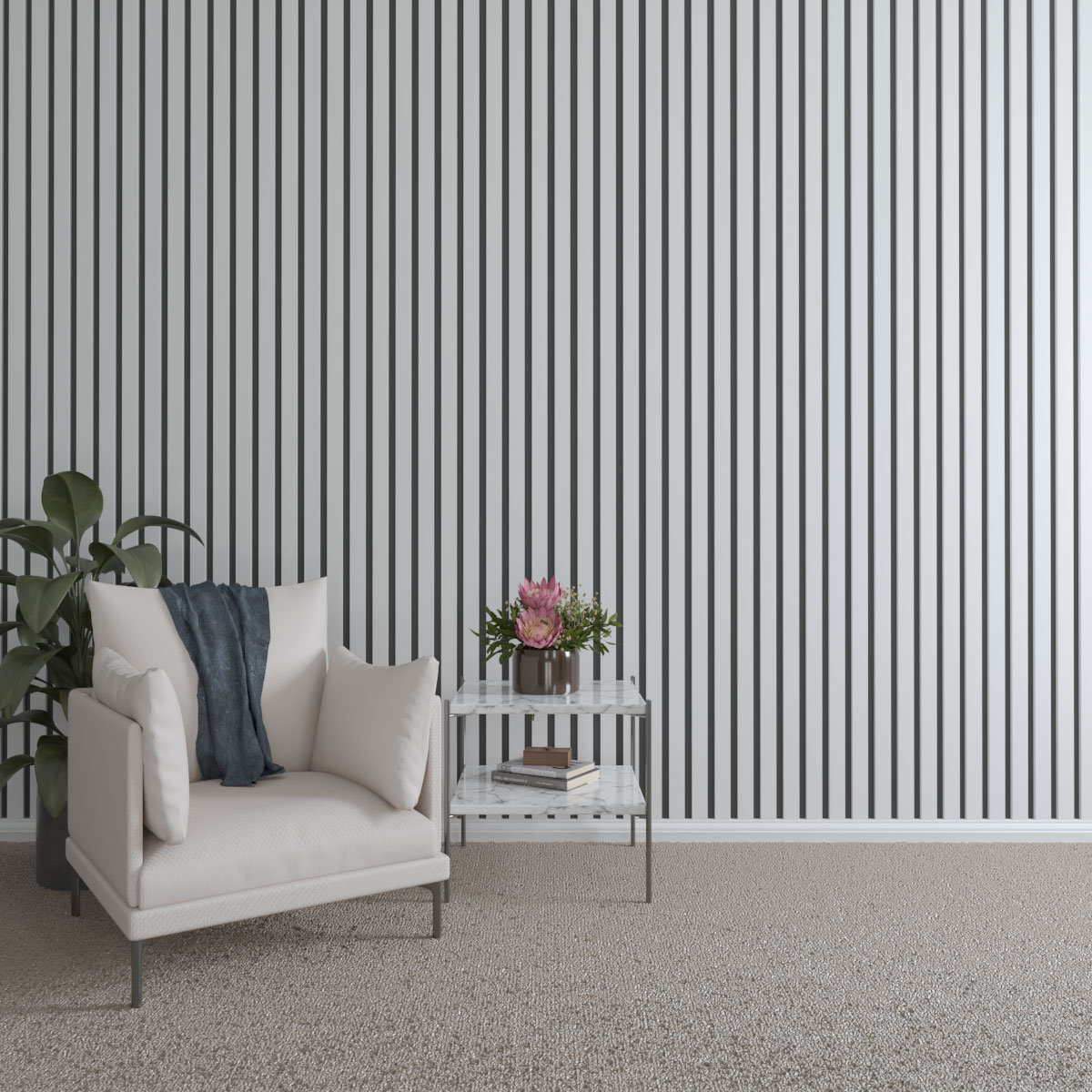 Latitude Run® 47"H x 5/8"T PVC Adjustable Slat Wall Panel Kit w/ 2"W ...