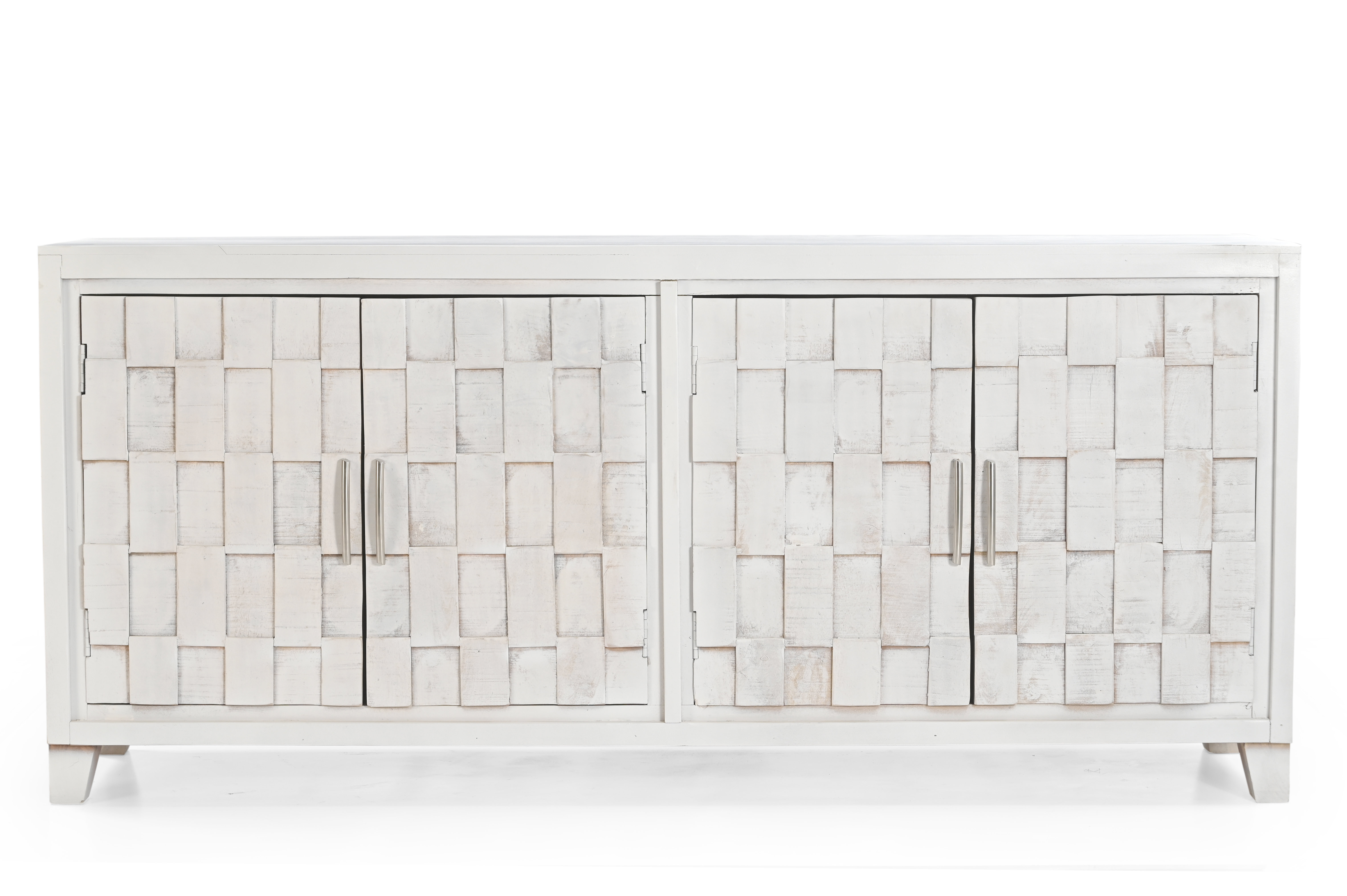 Ophelia & Co. Alabaster Mosaic Woven Texture White 4-Door Sideboard ...