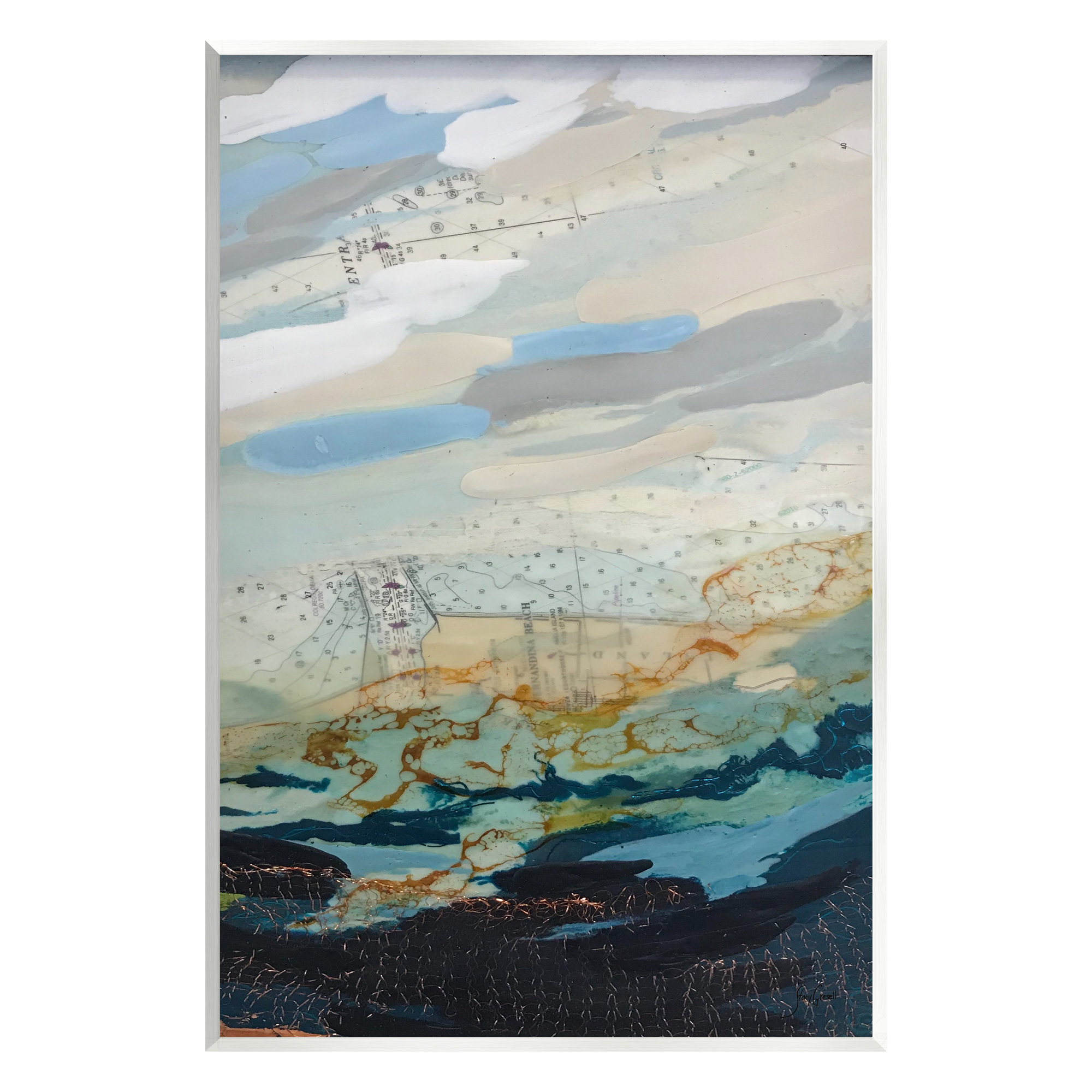 Stupell Industries Nautical Landscape Abstract Ocean Layered Map ...