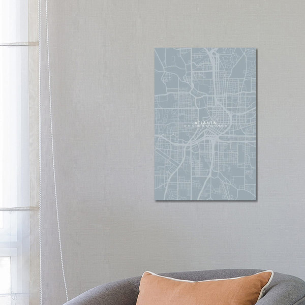 Williston Forge Atlanta City Map Simple Colour - Wrapped Canvas Print ...