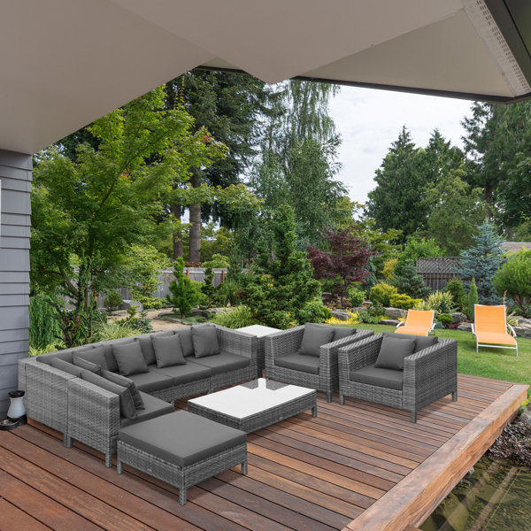 Outsunny Ensemble de 9 meubles de patio pour l'extérieur, ensembles de ...