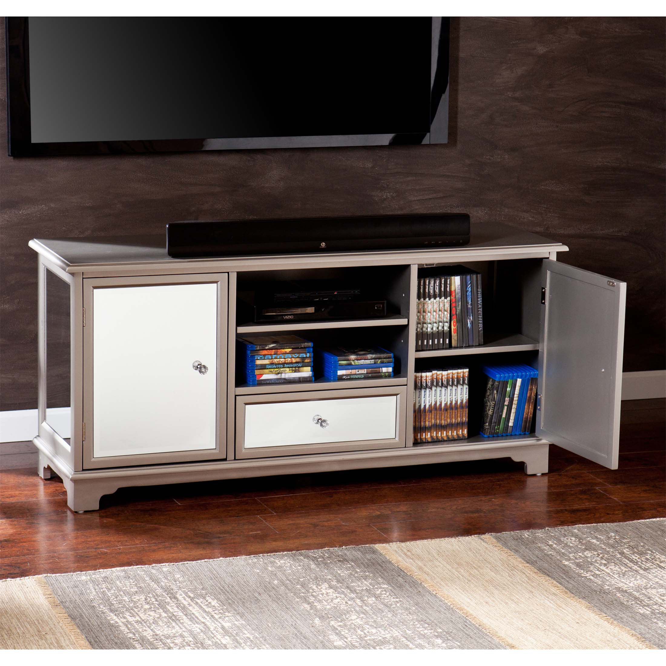 Mercer41 Glamorous Mirrored TV/Media Stand With Ample Storage And ...