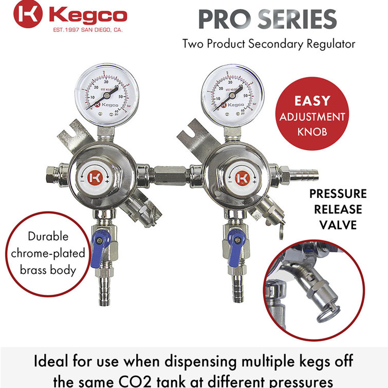 Kegco Stainless Steel Dual Tap Regulator | Wayfair