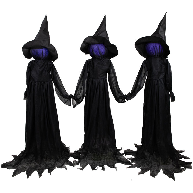 Northlight Seasonal 4' Lighted Faceless Witch Trio Outdoor Halloween ...