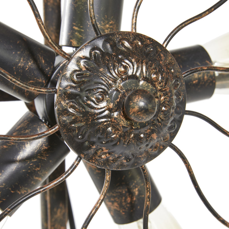 Williston Forge Metal Vintage Fan Shape Bronze Floor Lamp | Wayfair