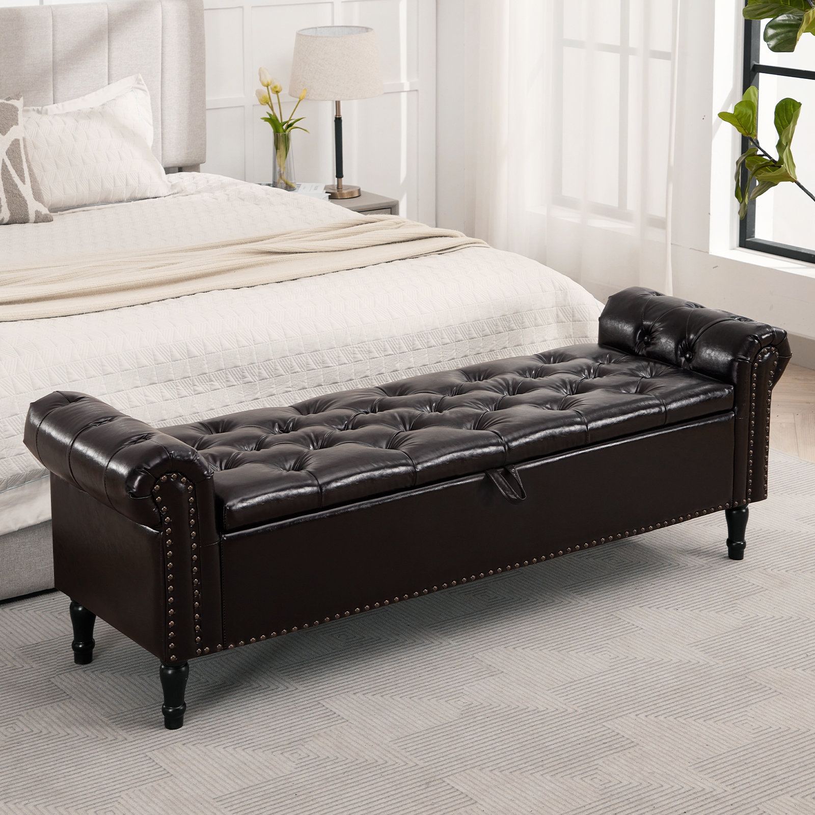 Charlton Home® 67"Faux Leather Storage Bench for Bedroom End of Bed ...