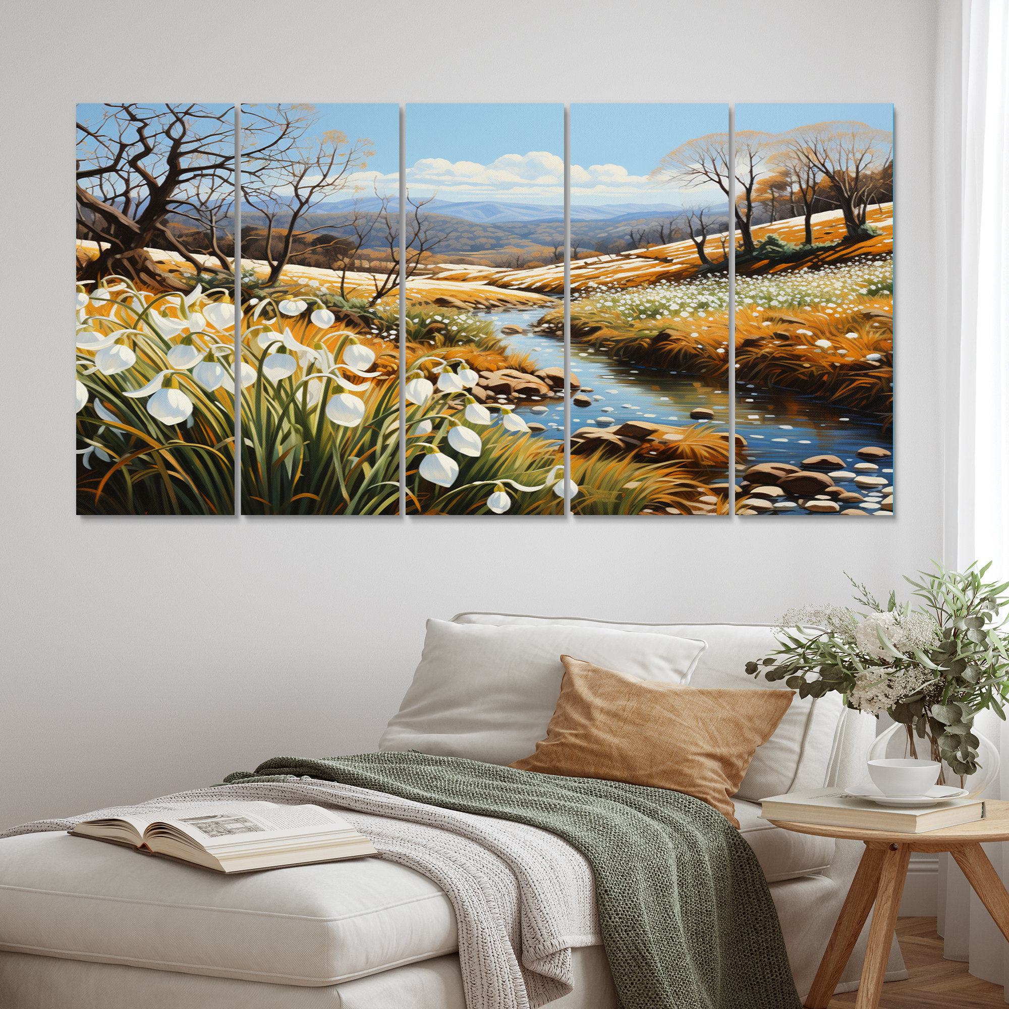Millwood Pines Snowdrop Symphony Landscape On Canvas 5 Pieces Print ...