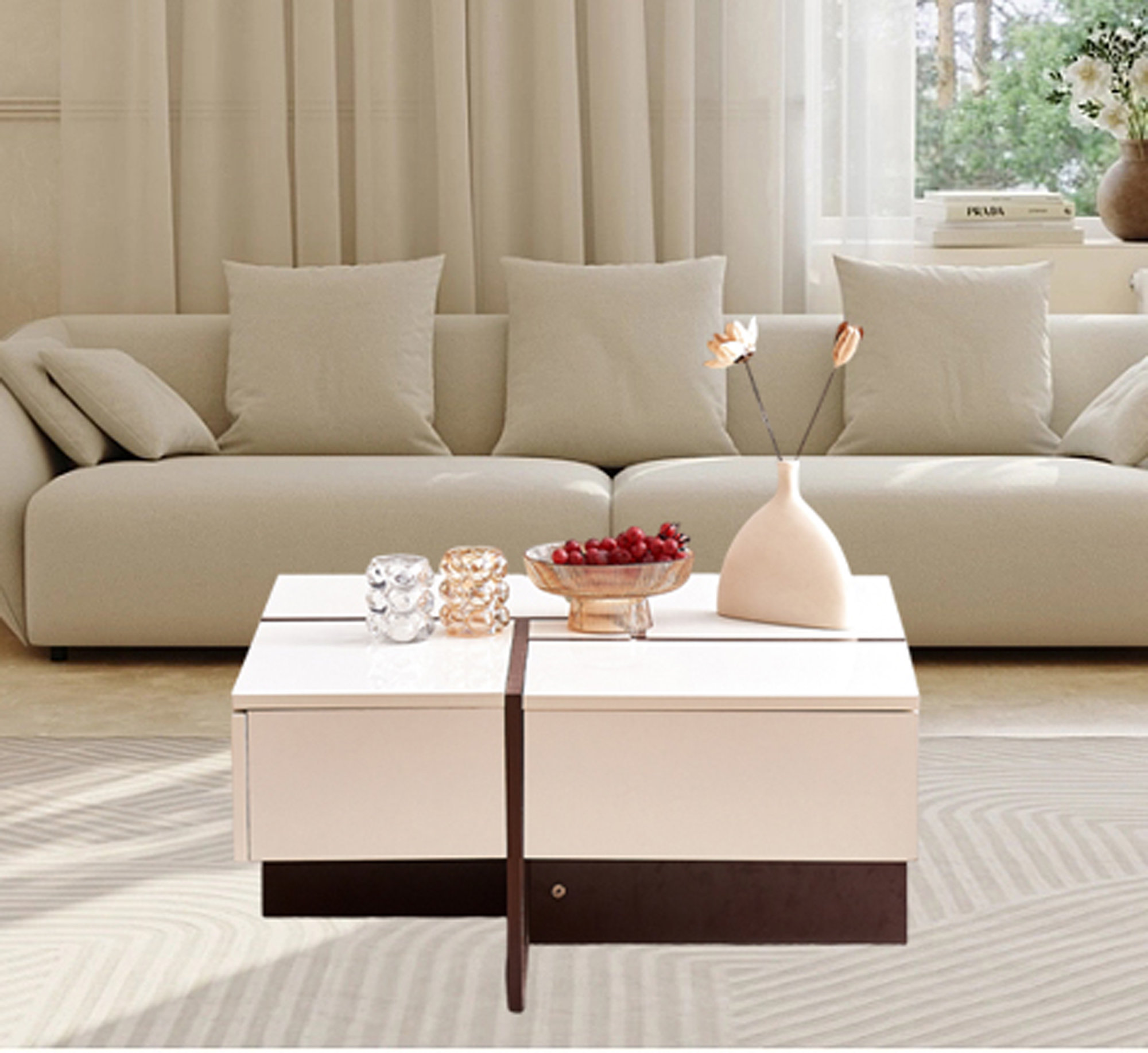 Latitude Run® Cross Legs Coffee Table with Storage | Wayfair