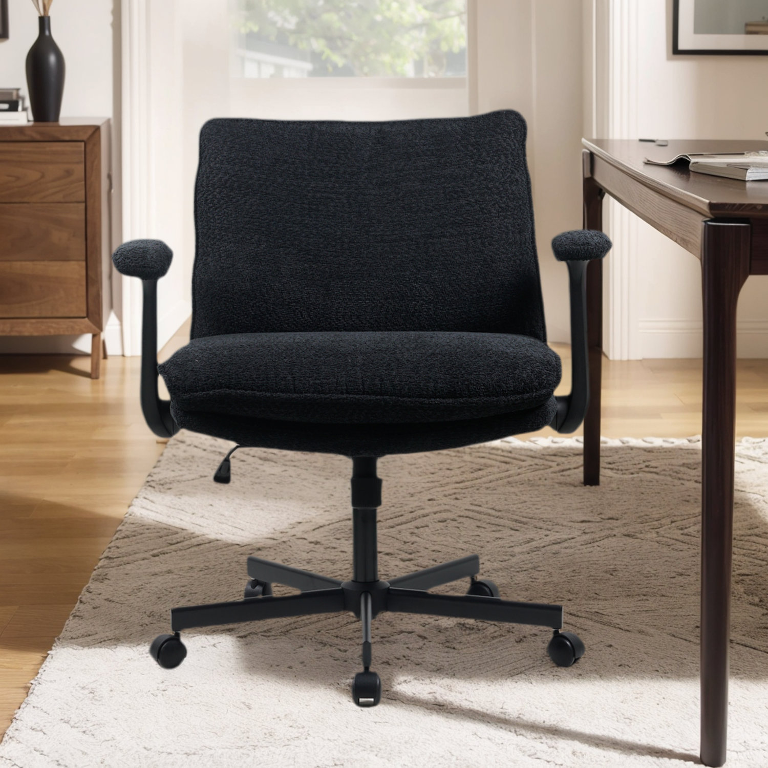 Latitude Run® Adjustable Criss Cross Legged Office Chair, Swivel ...