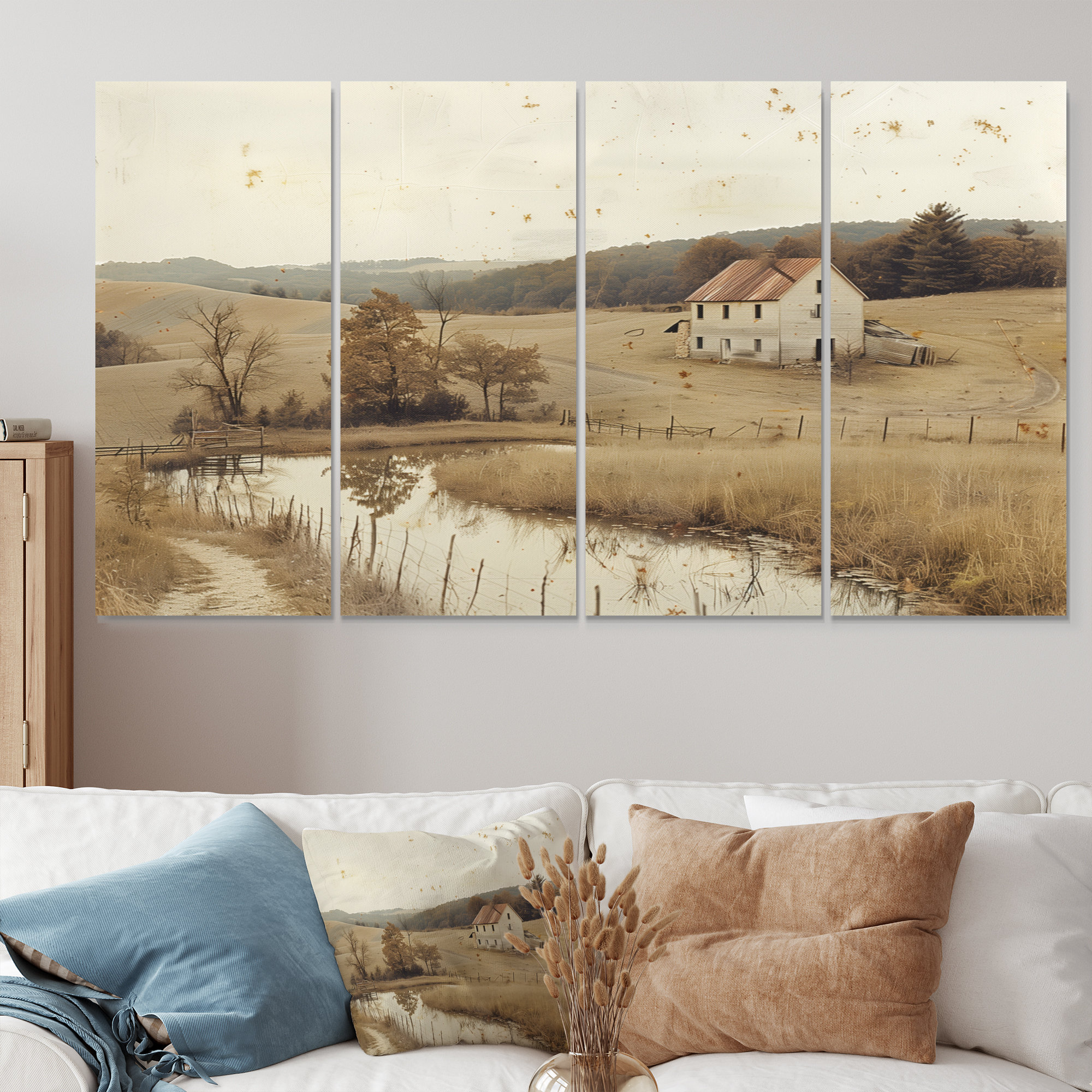 August Grove® Brown American Farm Landscape II - Farm Canvas Art Set ...