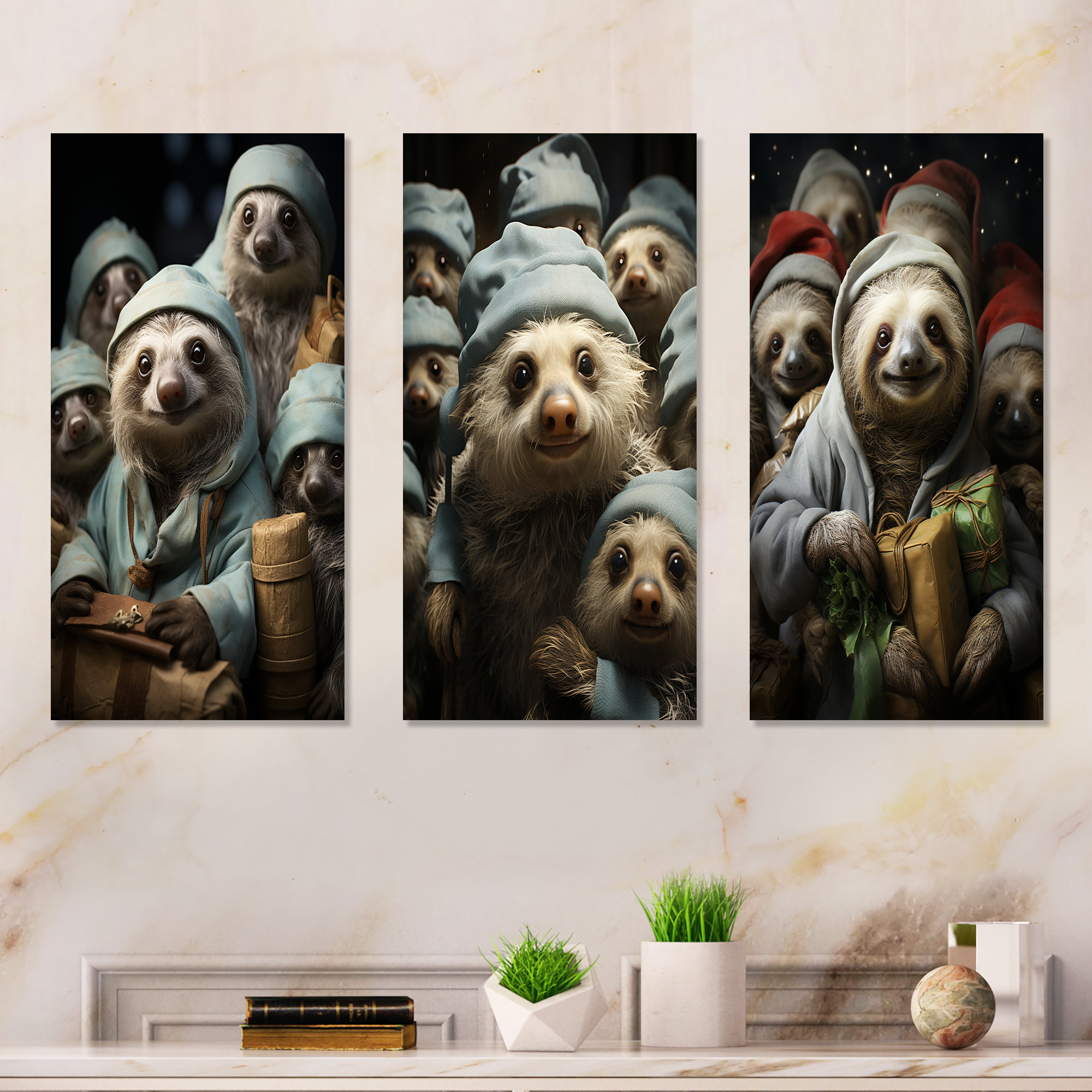Trinx Funny Sloth Familly I - Sloth Wall Decor Set Of 3 | Wayfair