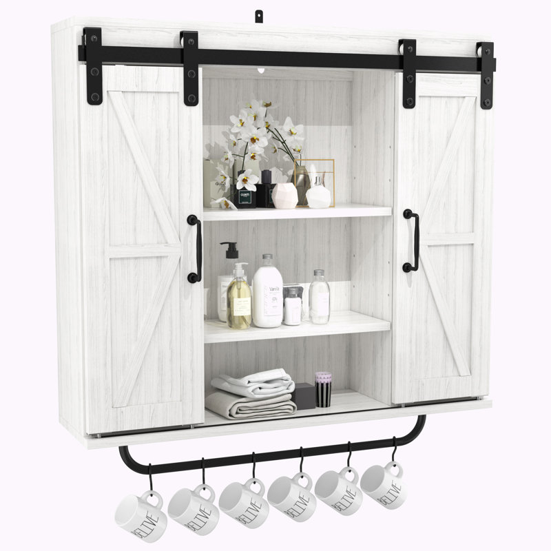 Gracie Oaks Rustic Wood Wall Storage Cabinet | Wayfair