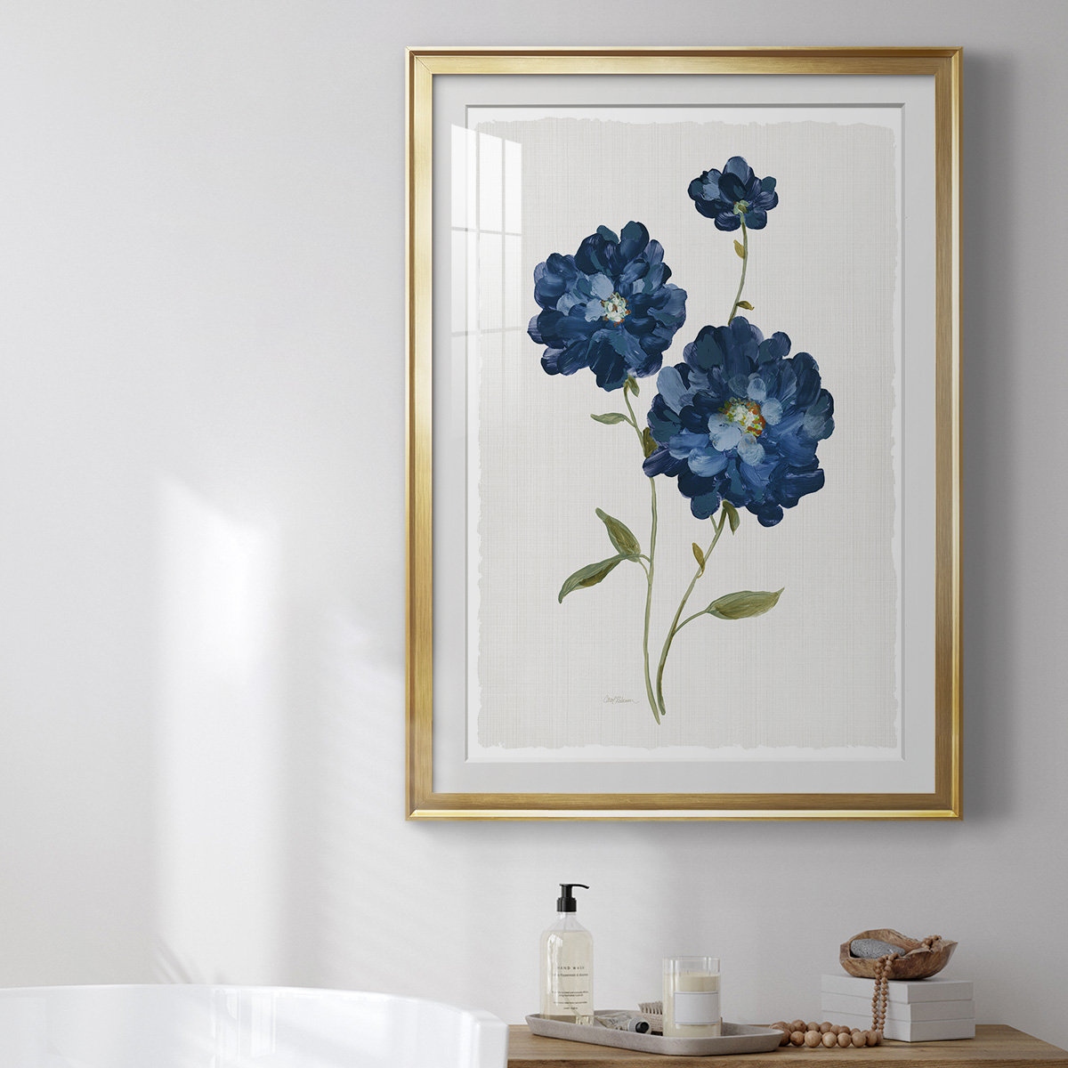Red Barrel Studio Blue Mums Premium Framed Print - Ready To Hang ...
