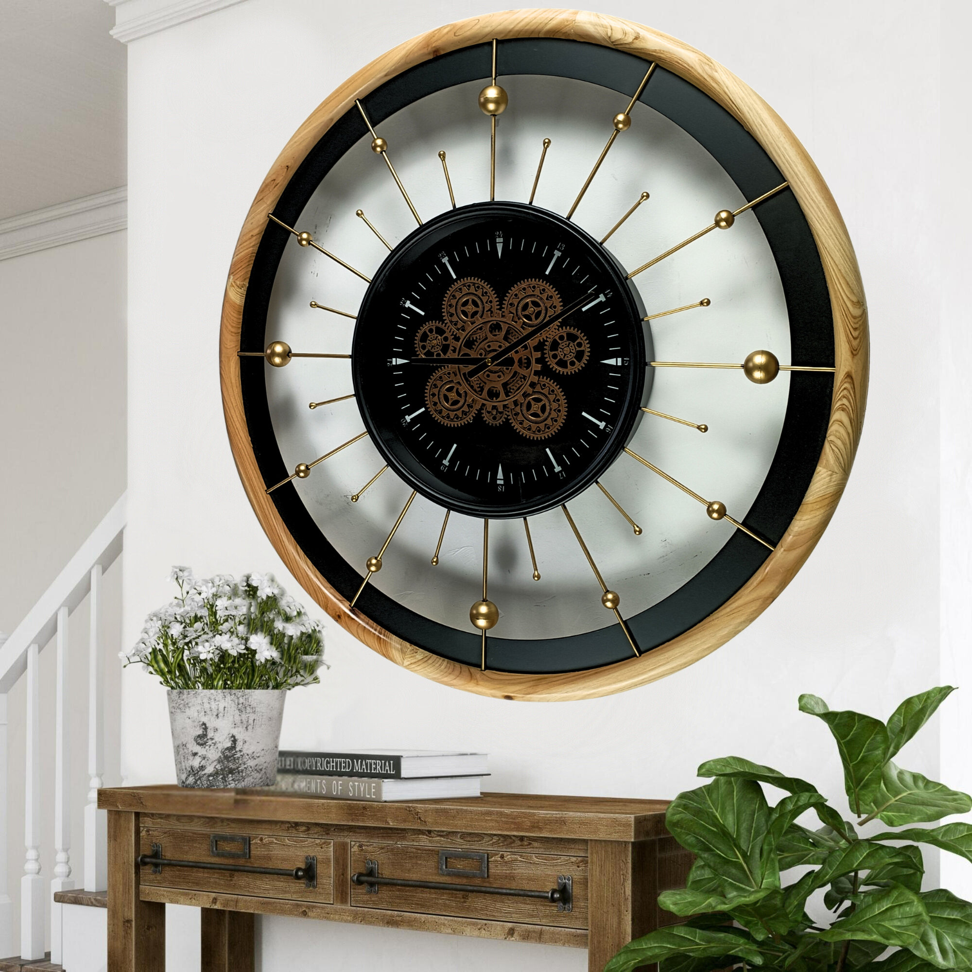 THE GEARS CLOCK Wall Clock with Real Moving Gears SP-LI_ 32 in Round ...