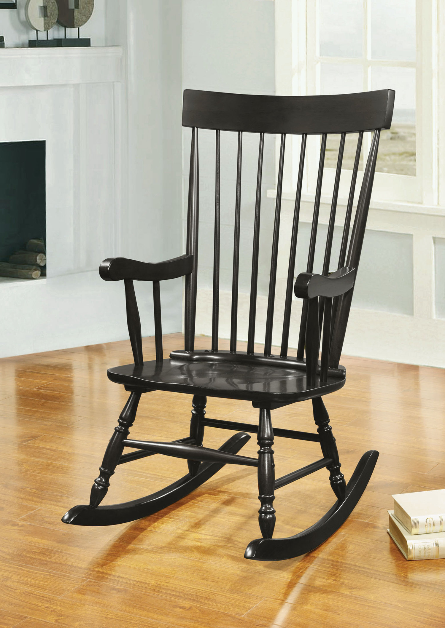 Alcott Hill® wooden Rocking Chair with slat back and armrest | Wayfair