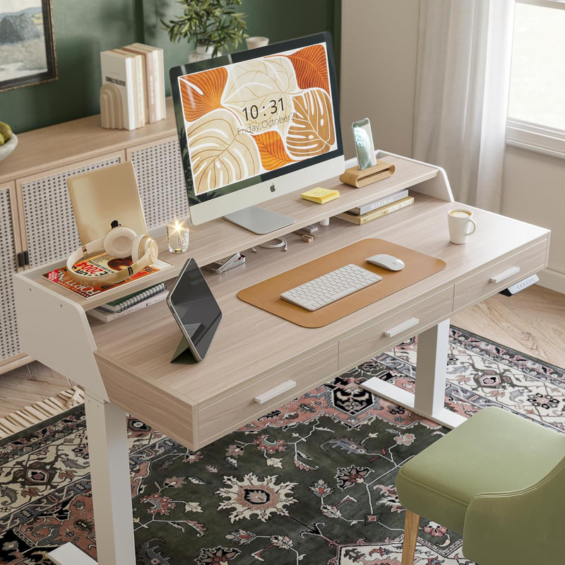 Inbox Zero Electric Height Adjustable Standing Desk & Reviews | Wayfair
