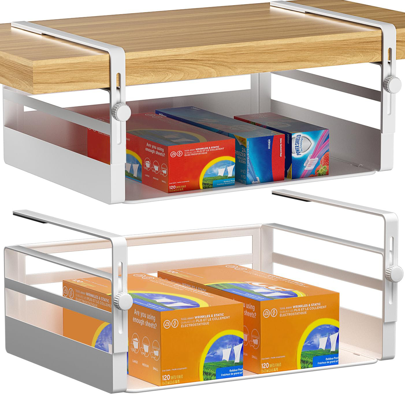 Mint Pantry 2 Pack Under Shelf Storage Basket Organizer,Adjustable ...