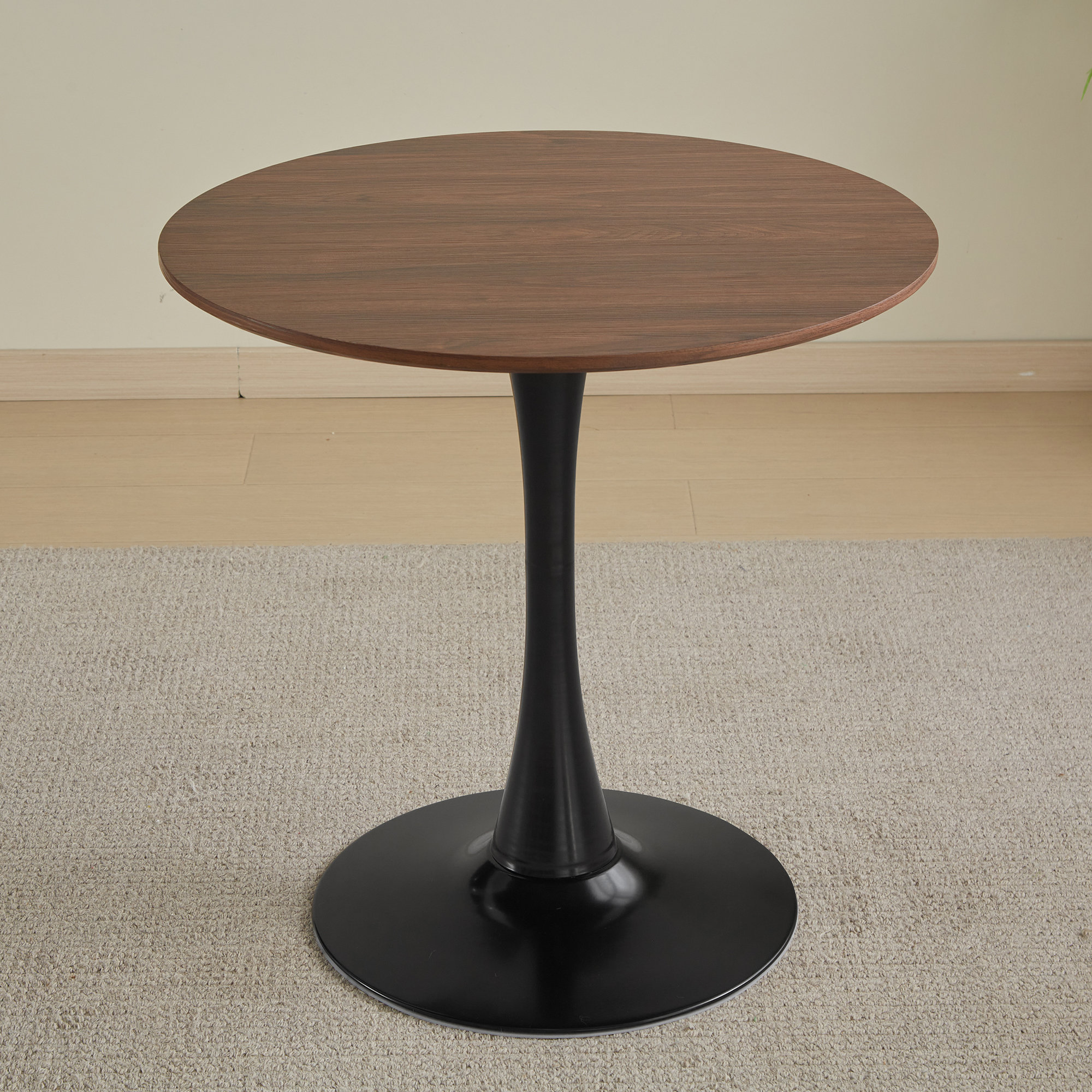 Ebern Designs 31.5 "Round Dining Table With Walnut Top, Mid-Century ...