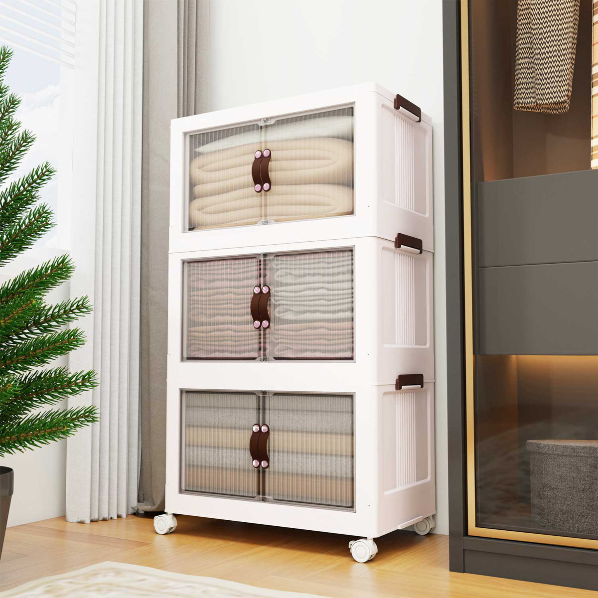 Rebrilliant Plastic Collapsible Storage Bins with lids-100Gal/400QT ...