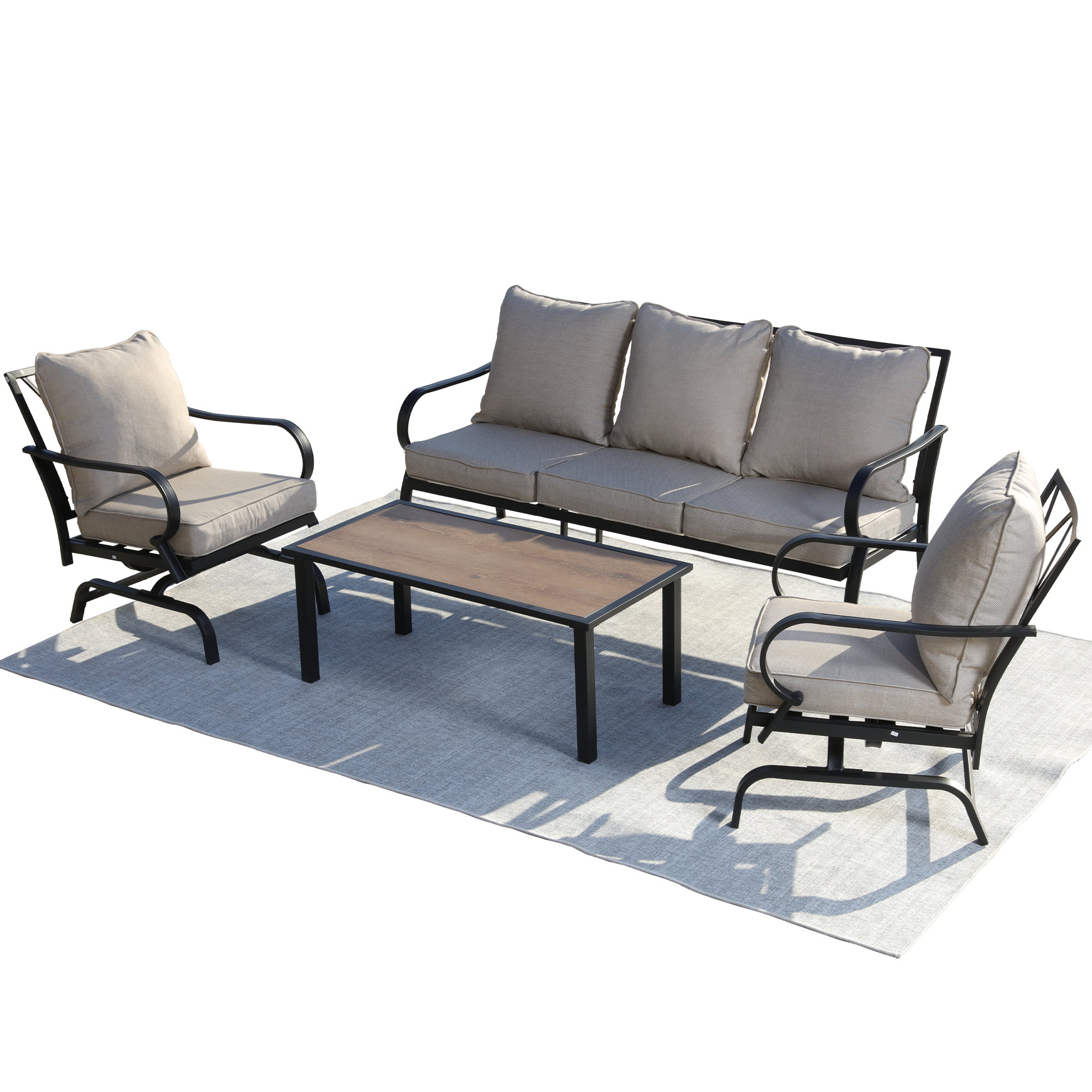 Winston Porter 5-Person Patio Conversation Set With Cushions - 3-Seat ...