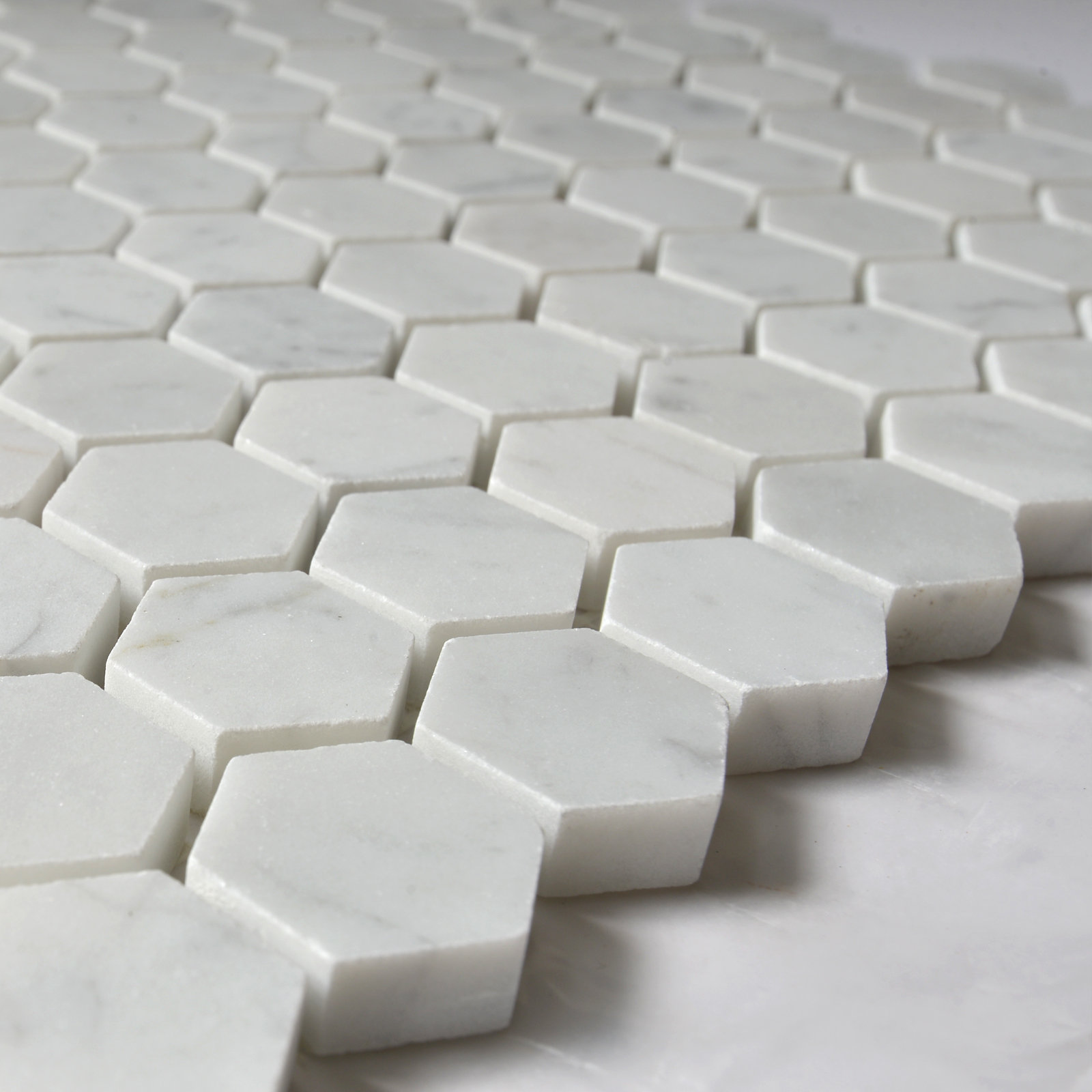 MatrixStoneUSA Carrara Hexagon 1" x 1" Marble Mosaic Tile in White ...