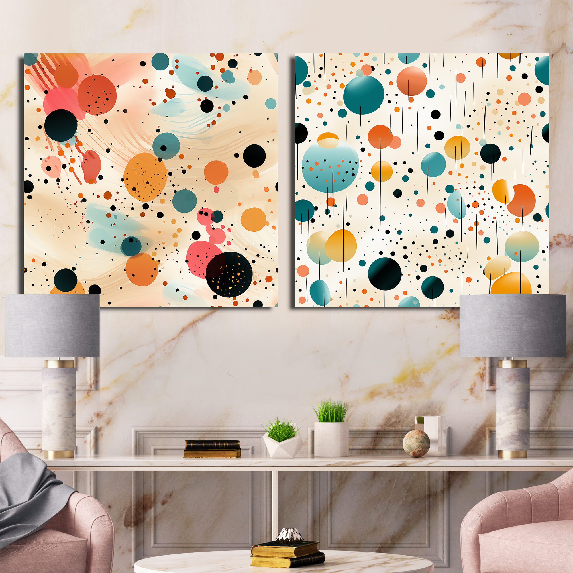 Design Art Bohemian Vibes Polka Dots Pattern - Abstract Shapes Square ...