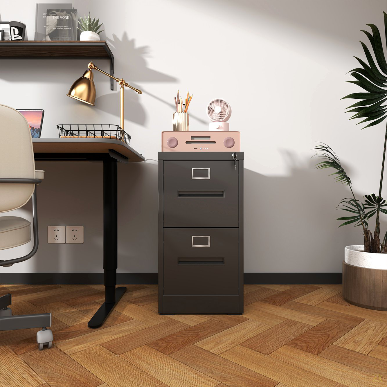 Ebern Designs 2 Drawer File Cabinet With Lock Metal Vertical File ...